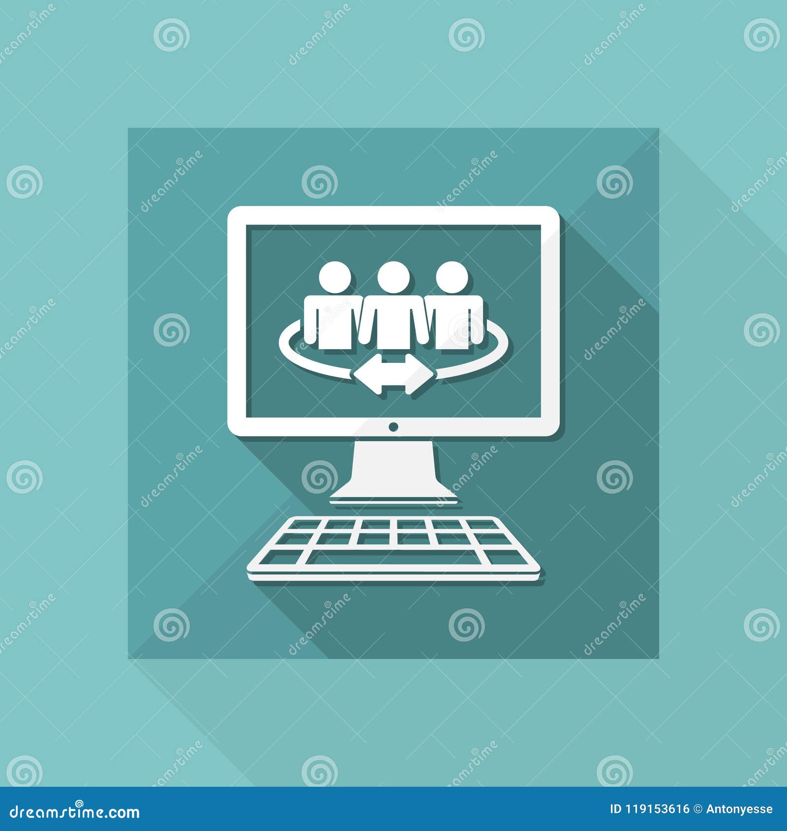 Community Connection on Internet - Vector Flat Icon Stock Vector ...