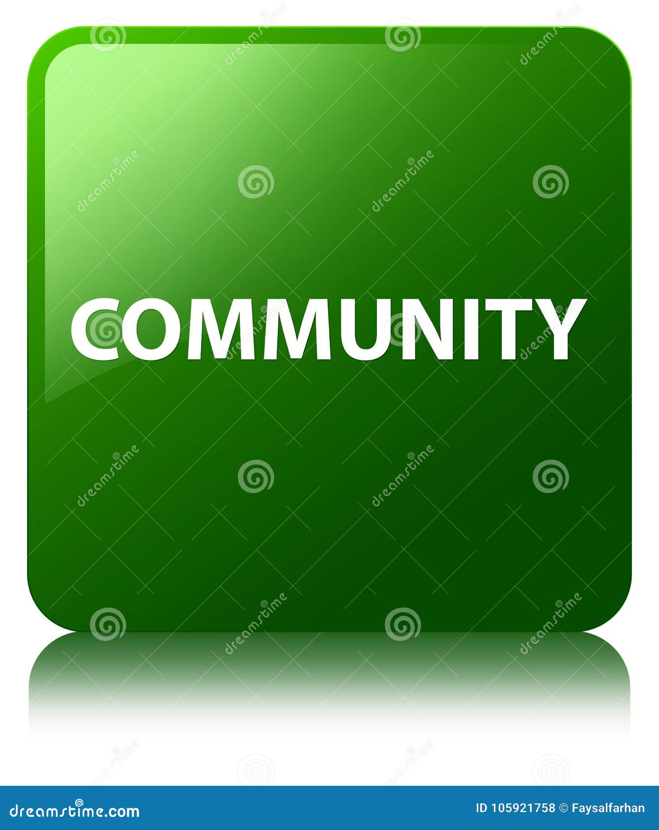 Community Green Square Button Stock Illustration - Illustration of ...