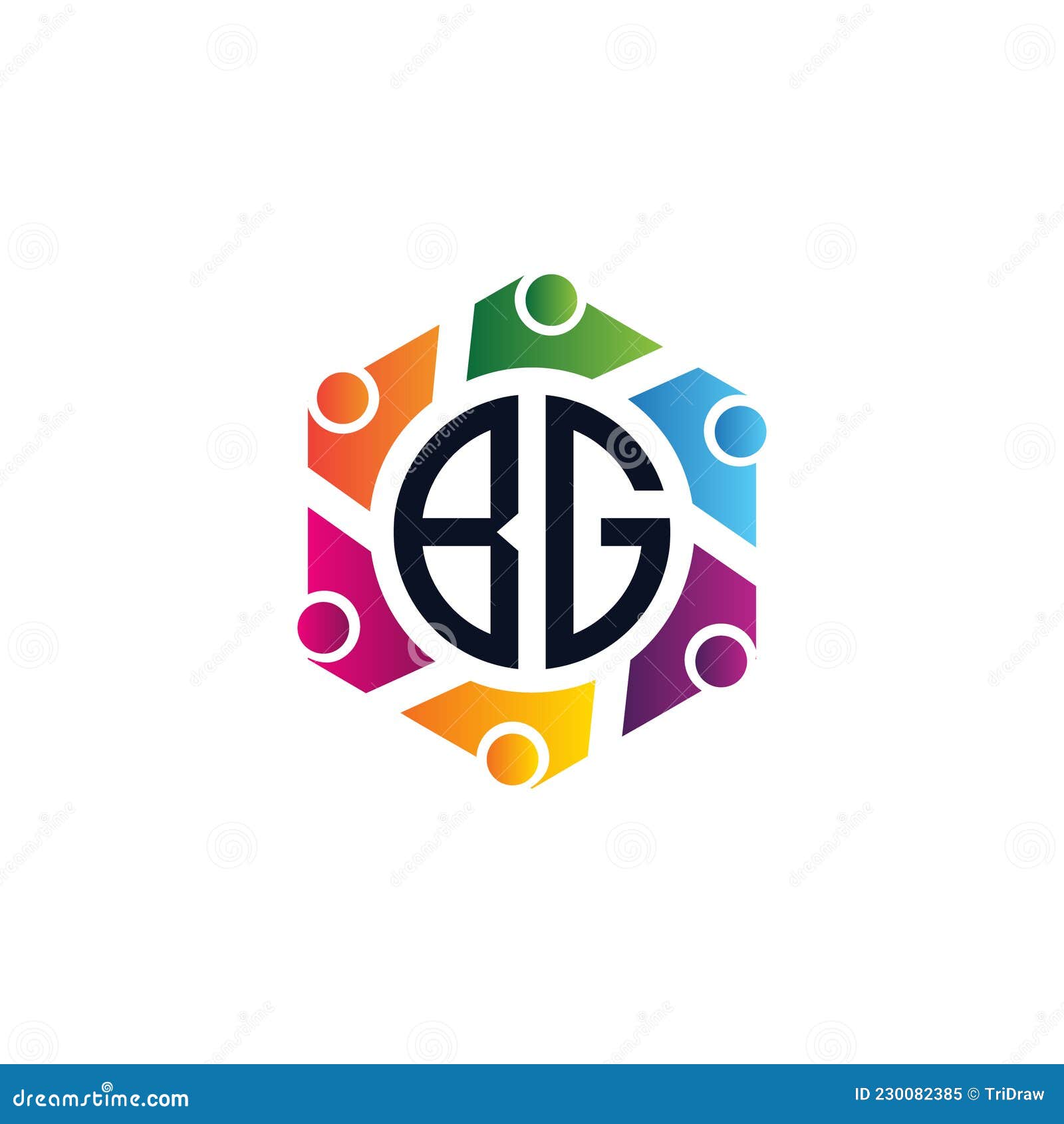 Community Hexagon Initial Letters BG Logo Stock Vector - Illustration ...
