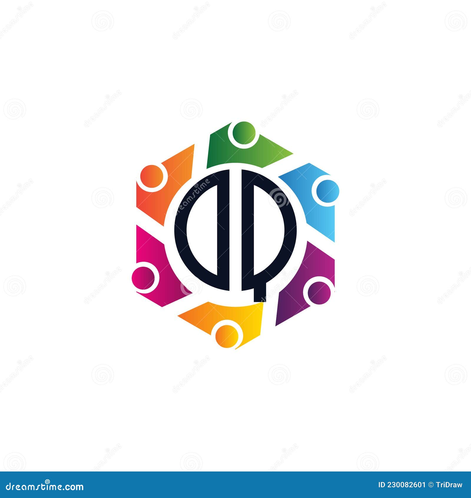 Community Hexagon Initial Letters DQ Logo Stock Vector - Illustration ...
