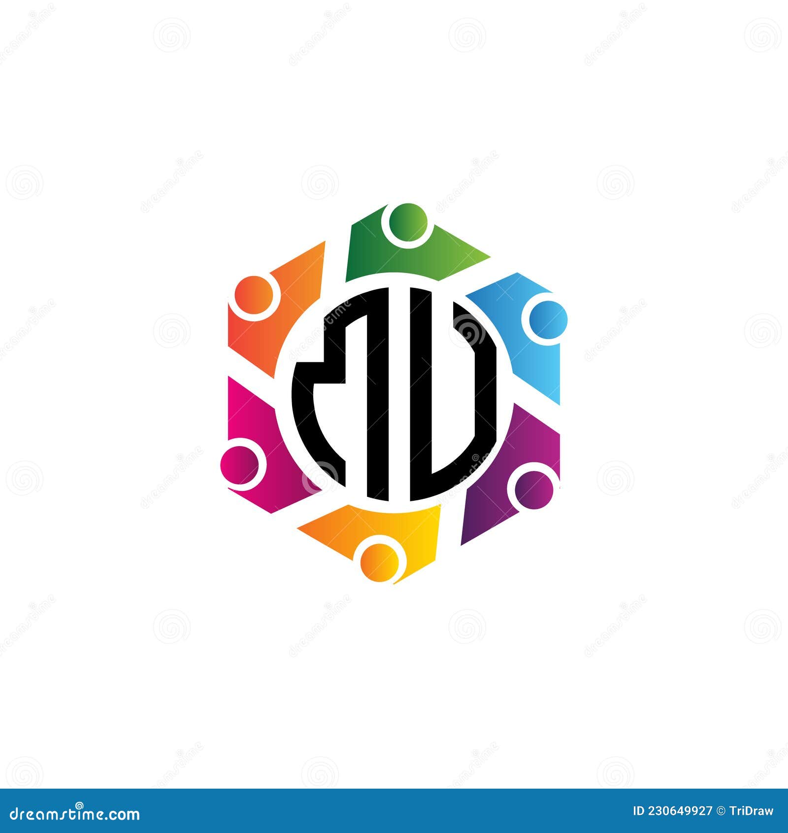 Community Hexagon Initial Letters MU Logo Stock Vector - Illustration ...