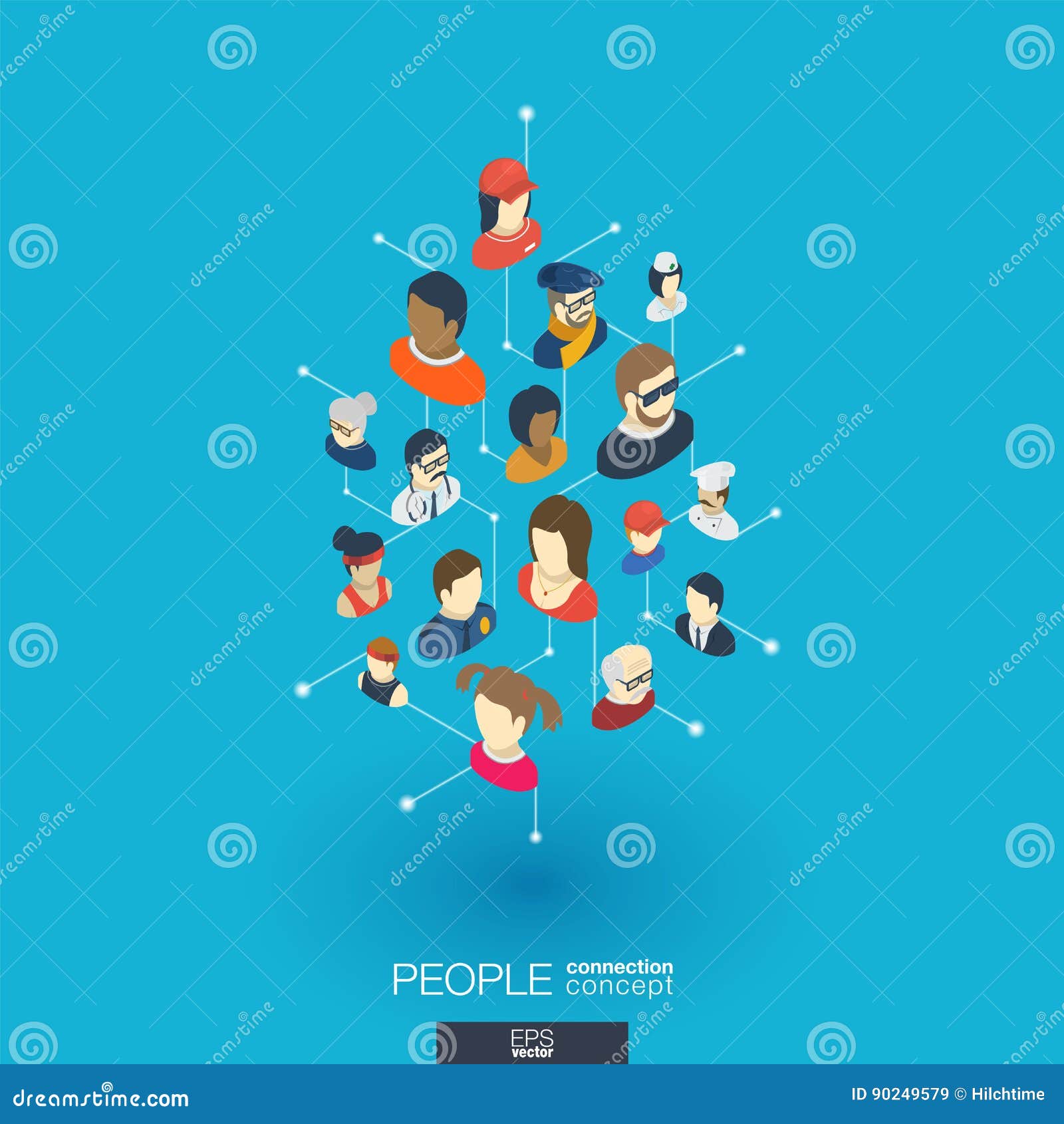 Community Integrated 3d Web Icons. Digital Network Isometric Concept ...
