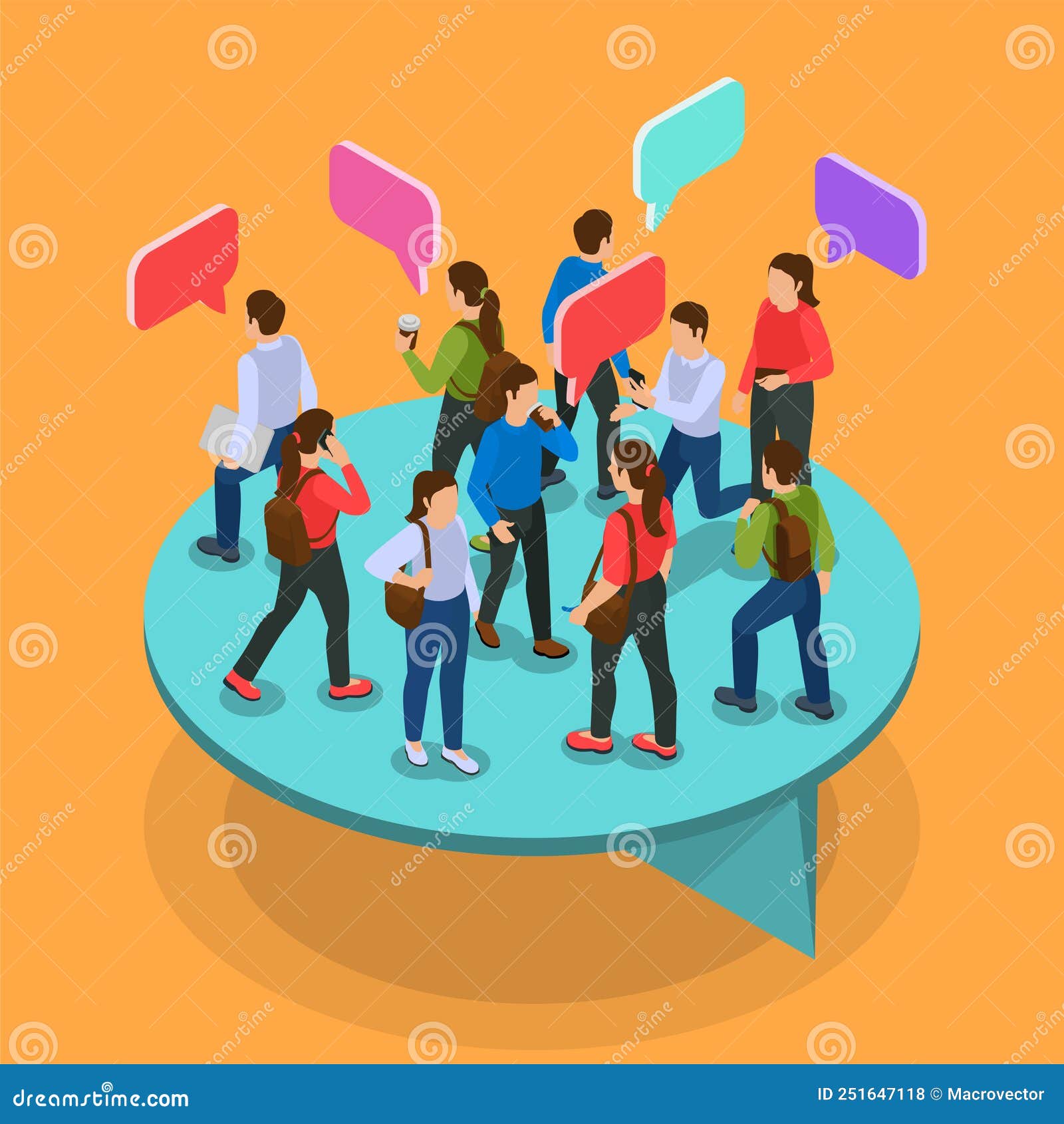 Community Isometric Background Stock Vector - Illustration of step ...