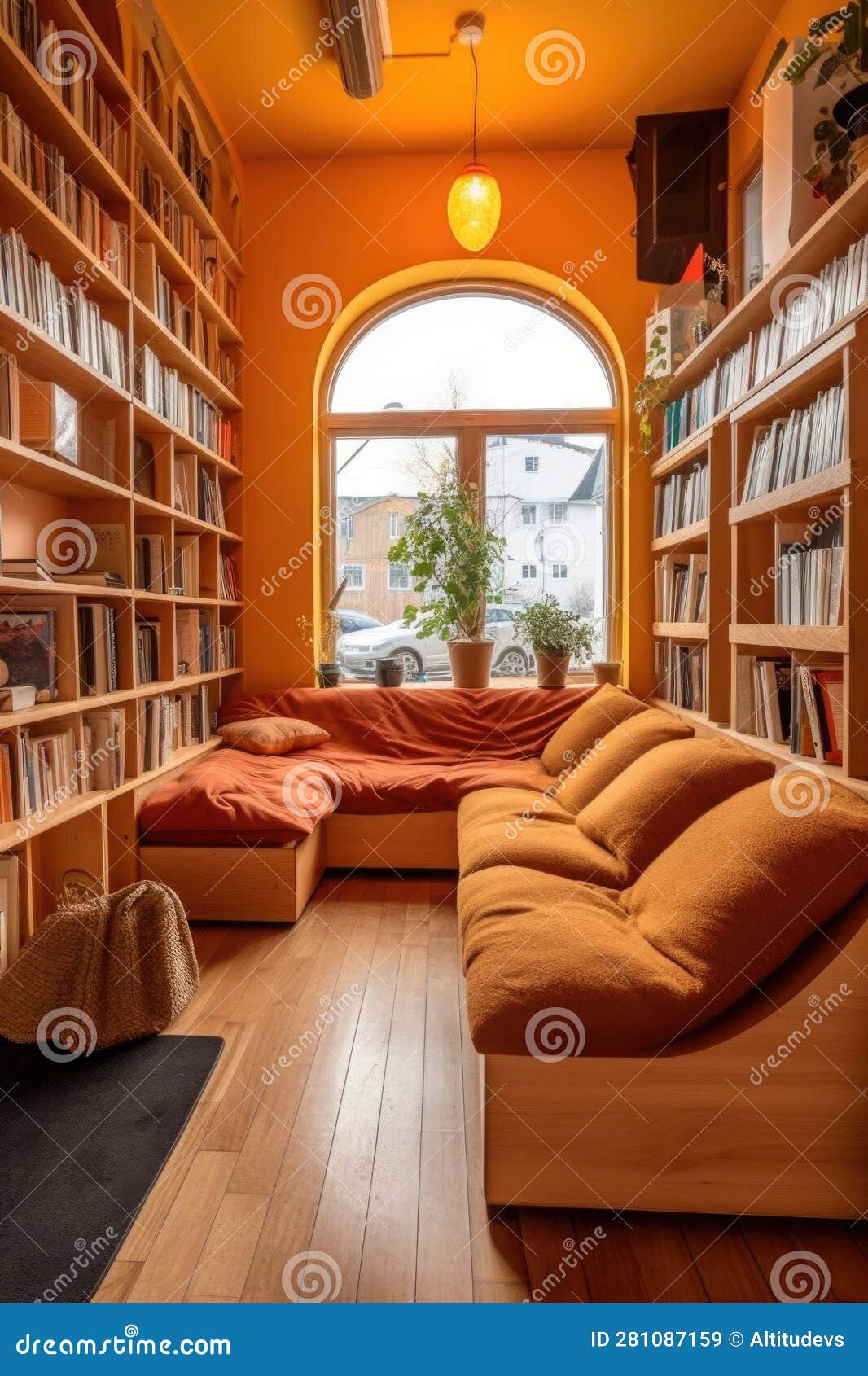Community Library with a Cozy Reading Area Stock Illustration ...