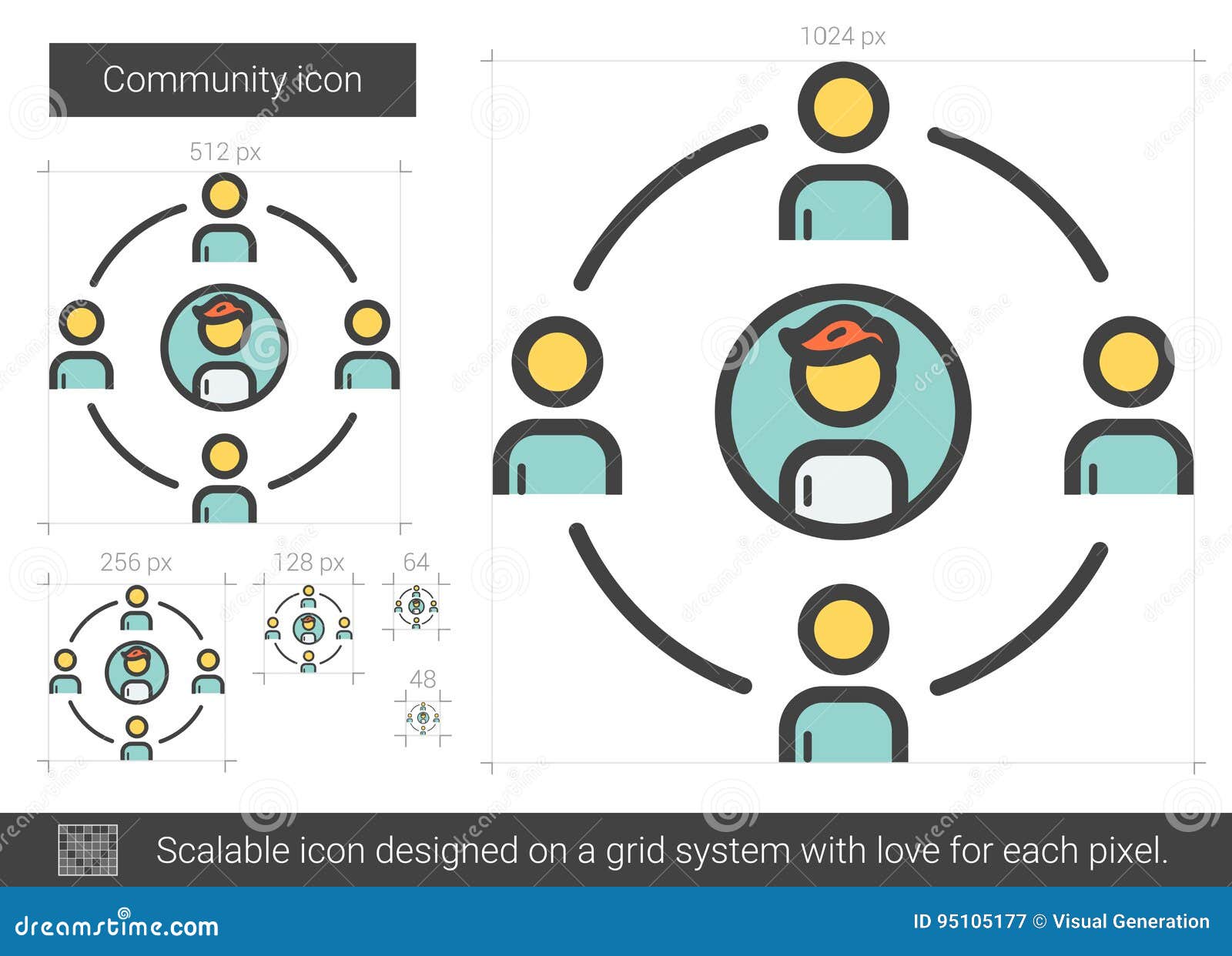 Community line icon. stock vector. Illustration of outline - 95105177