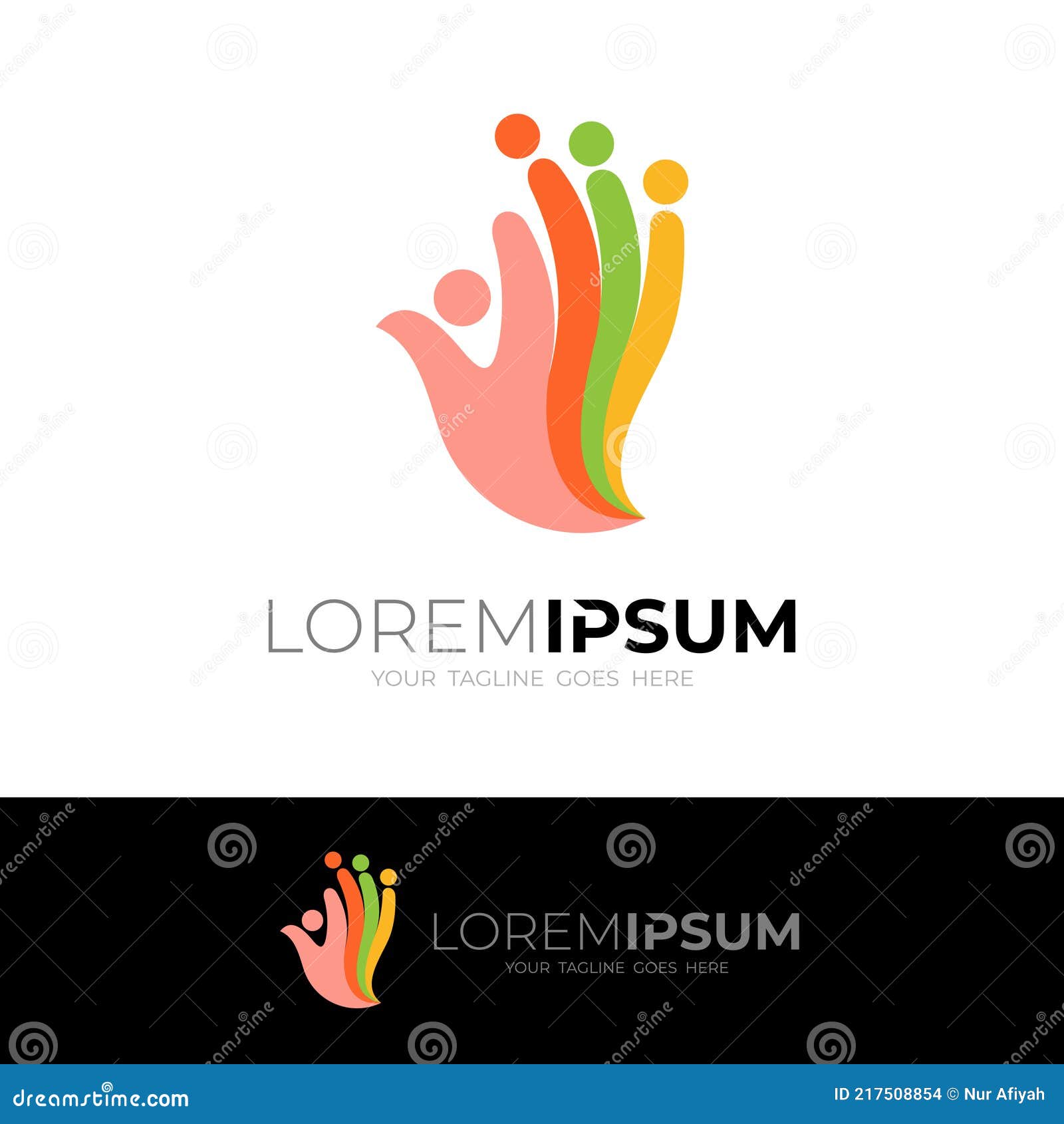 Community Logo with People and Hand Design Vector Stock Vector ...