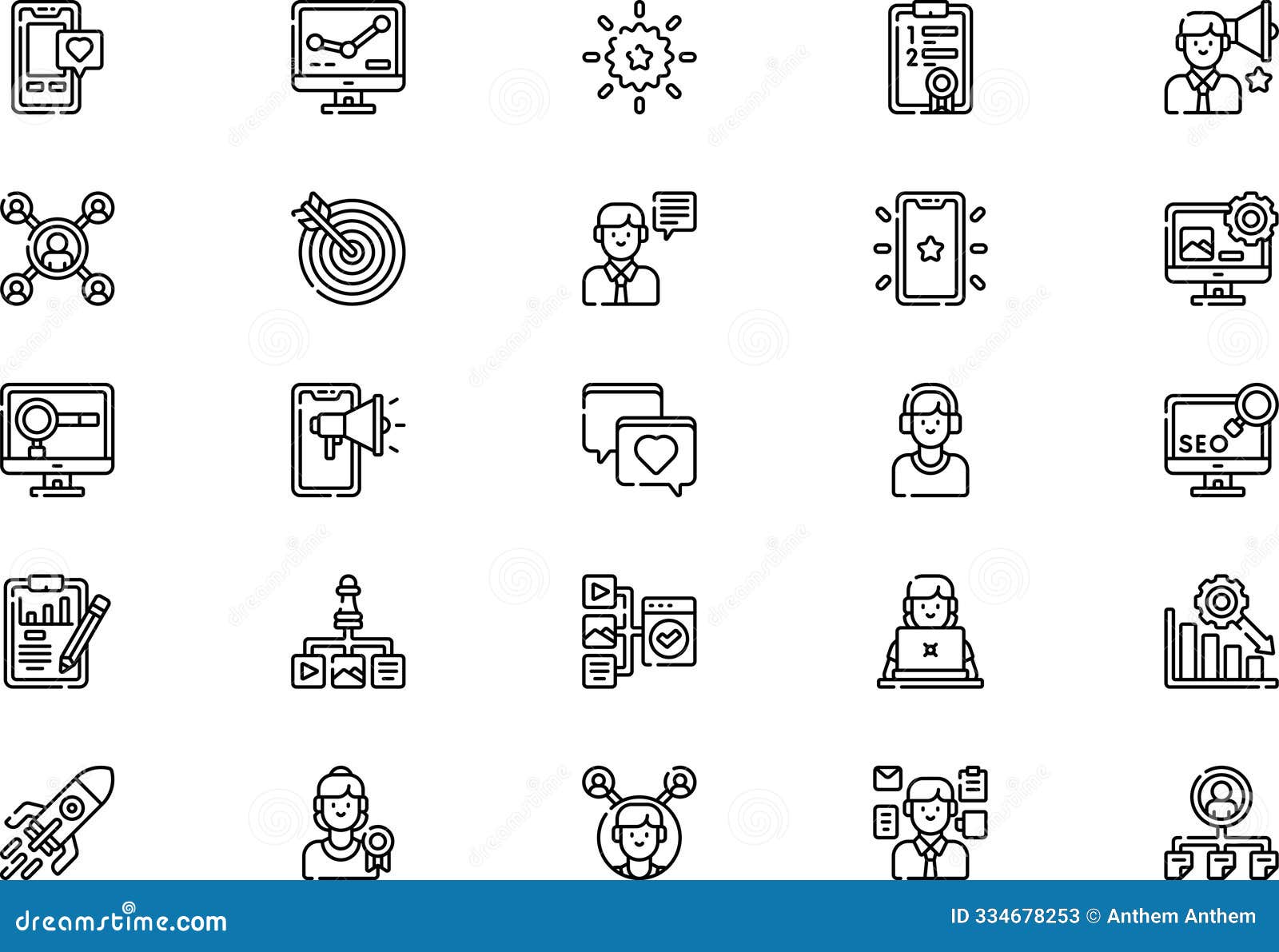 Community Manager Icons Collection is a Vector Illustration with ...