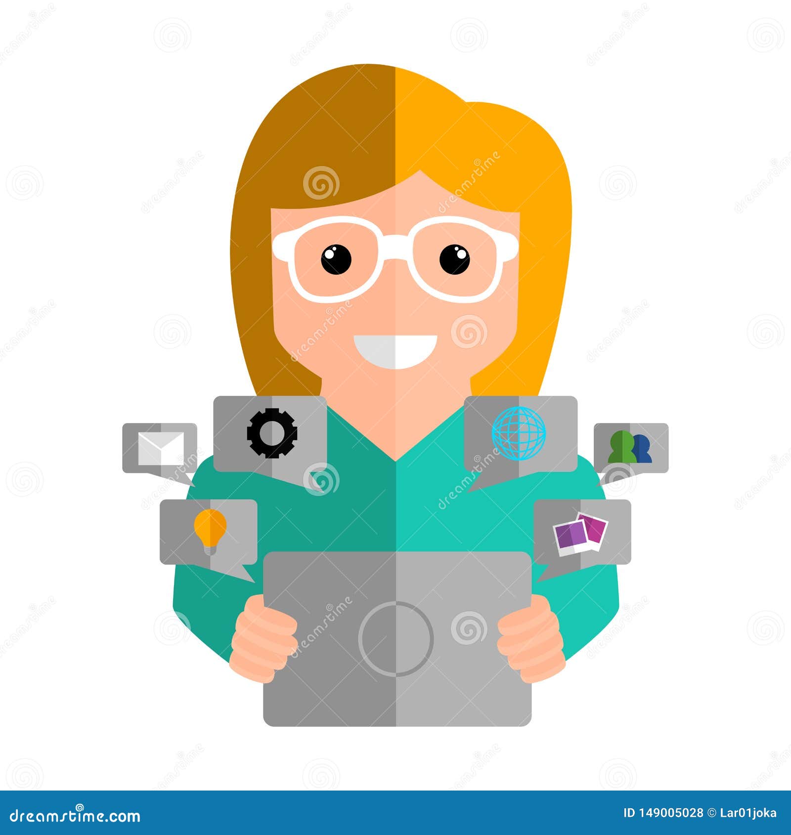 Community Manager with a Tablet - Vector Stock Vector - Illustration of ...