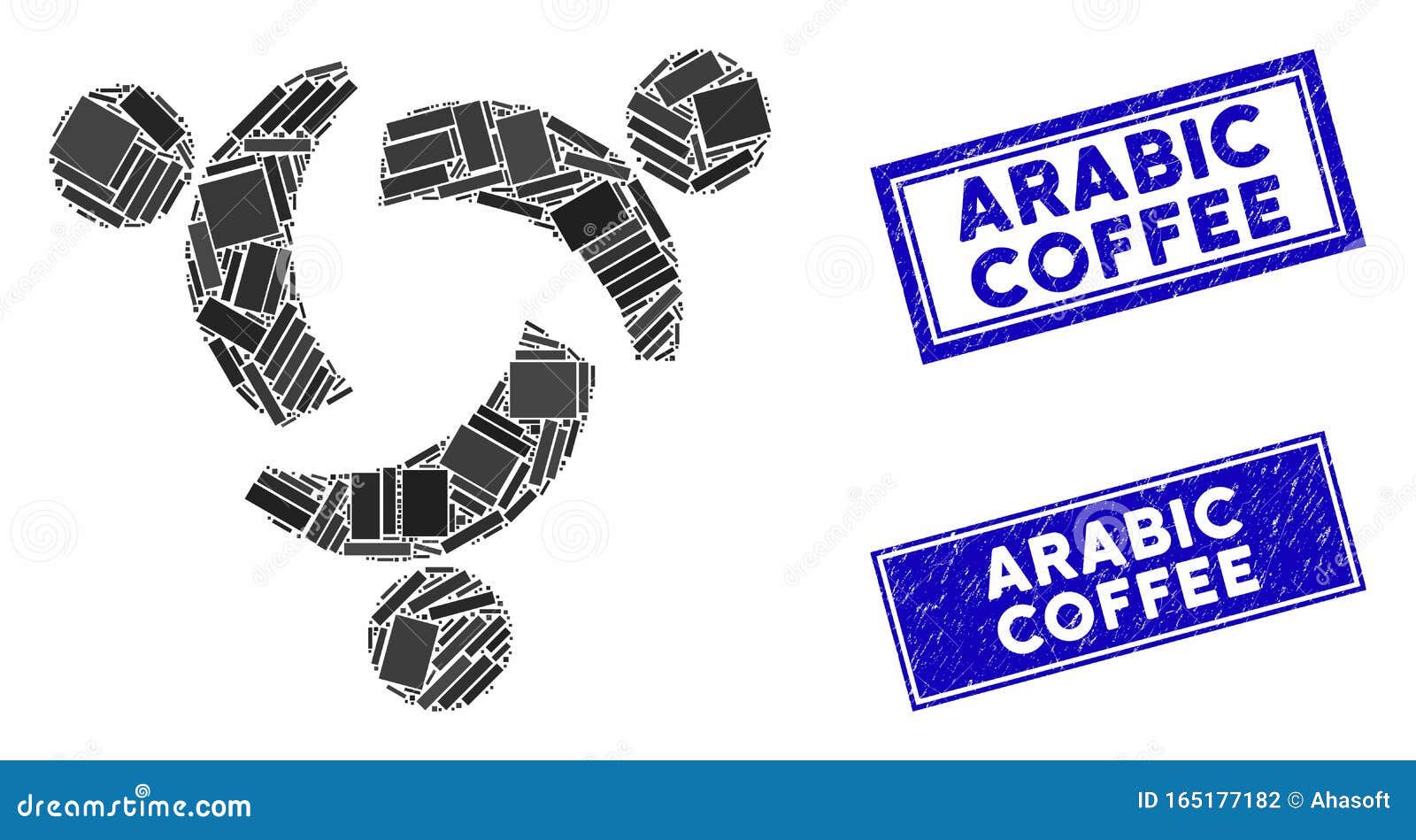 Community Mosaic and Grunge Rectangle Arabic Coffee Stamp Seals Stock ...