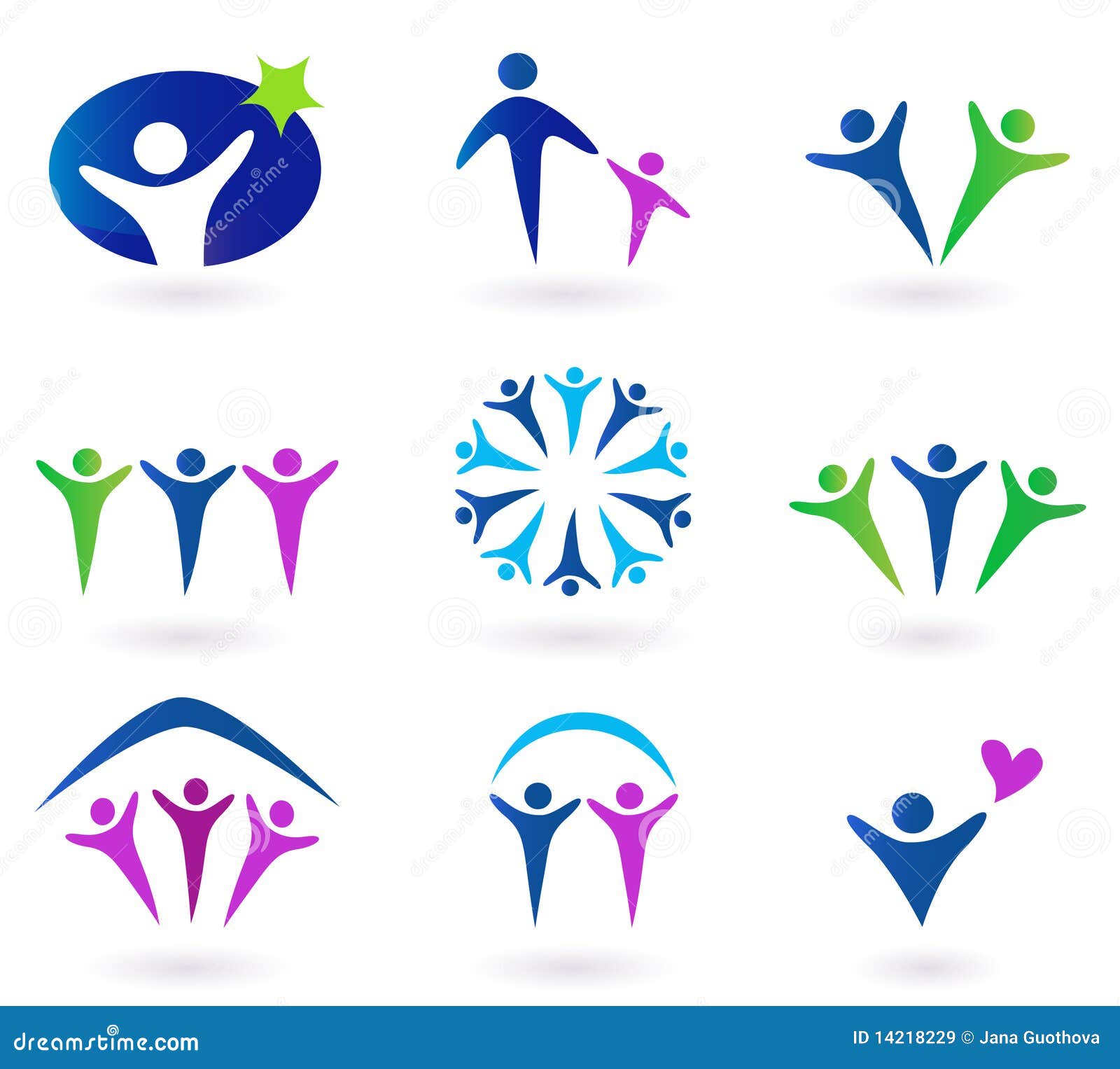 Community, Network and Social Icons - Blue, Green Stock Vector ...