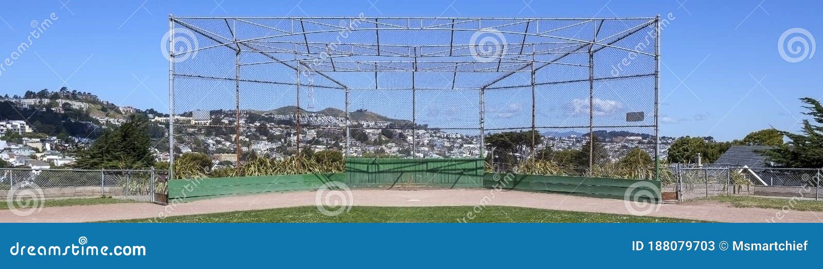 Community Park Baseball Field Stock Image - Image of ballpark, cage ...
