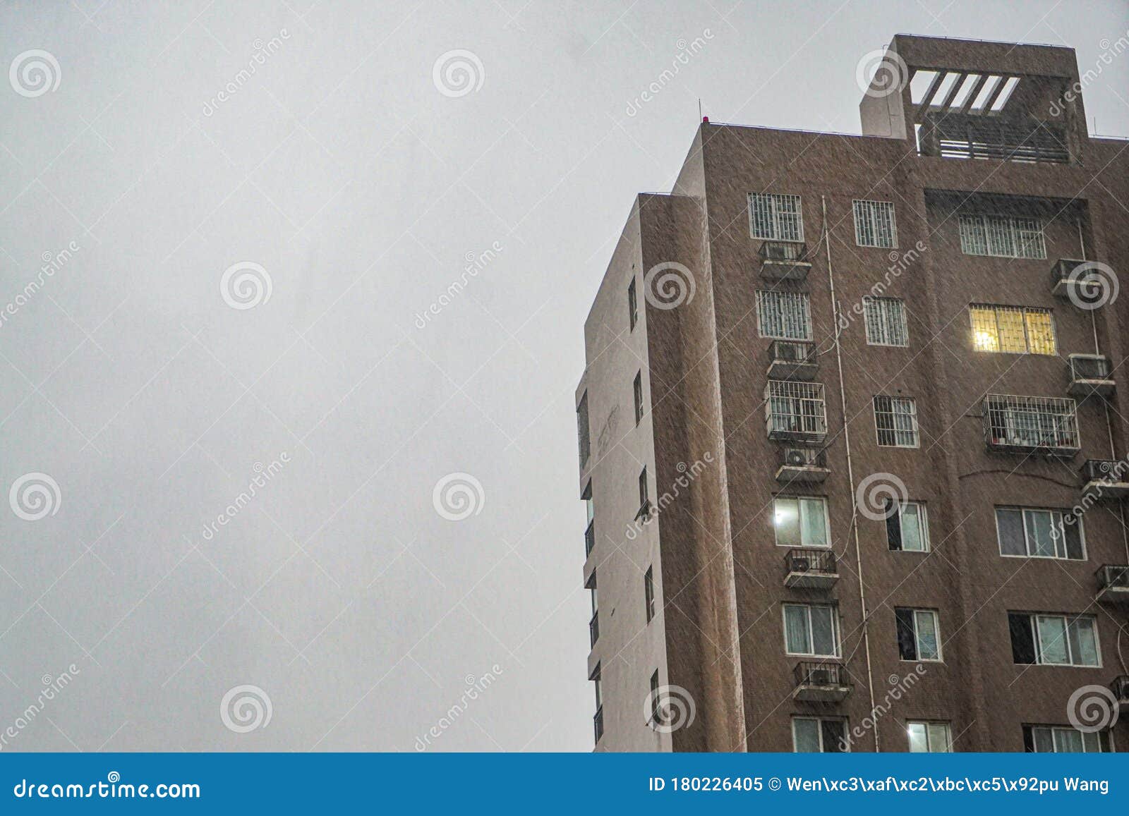 Community Scene Under Heavy Rain Stock Image - Image of skyscraper ...