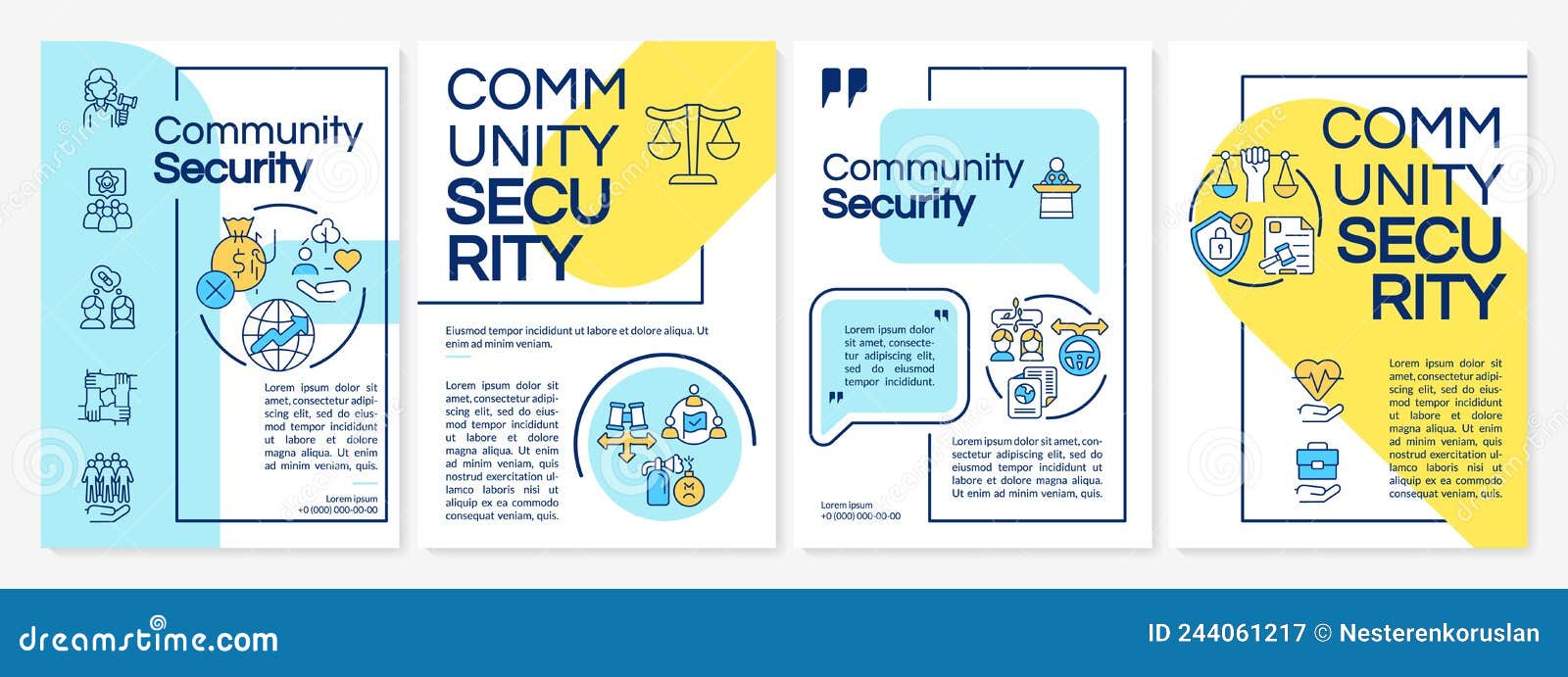 Community Security Blue and Yellow Brochure Template Stock Vector ...