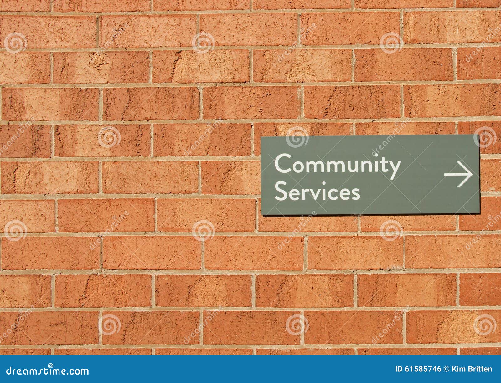Community Services Sign on a Red Brick Wall Stock Photo - Image of ...