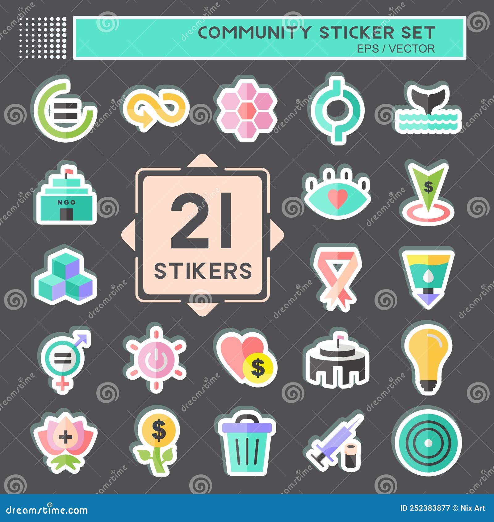 Community Sticker Set. Suitable for Education Symbol. Simple Design ...