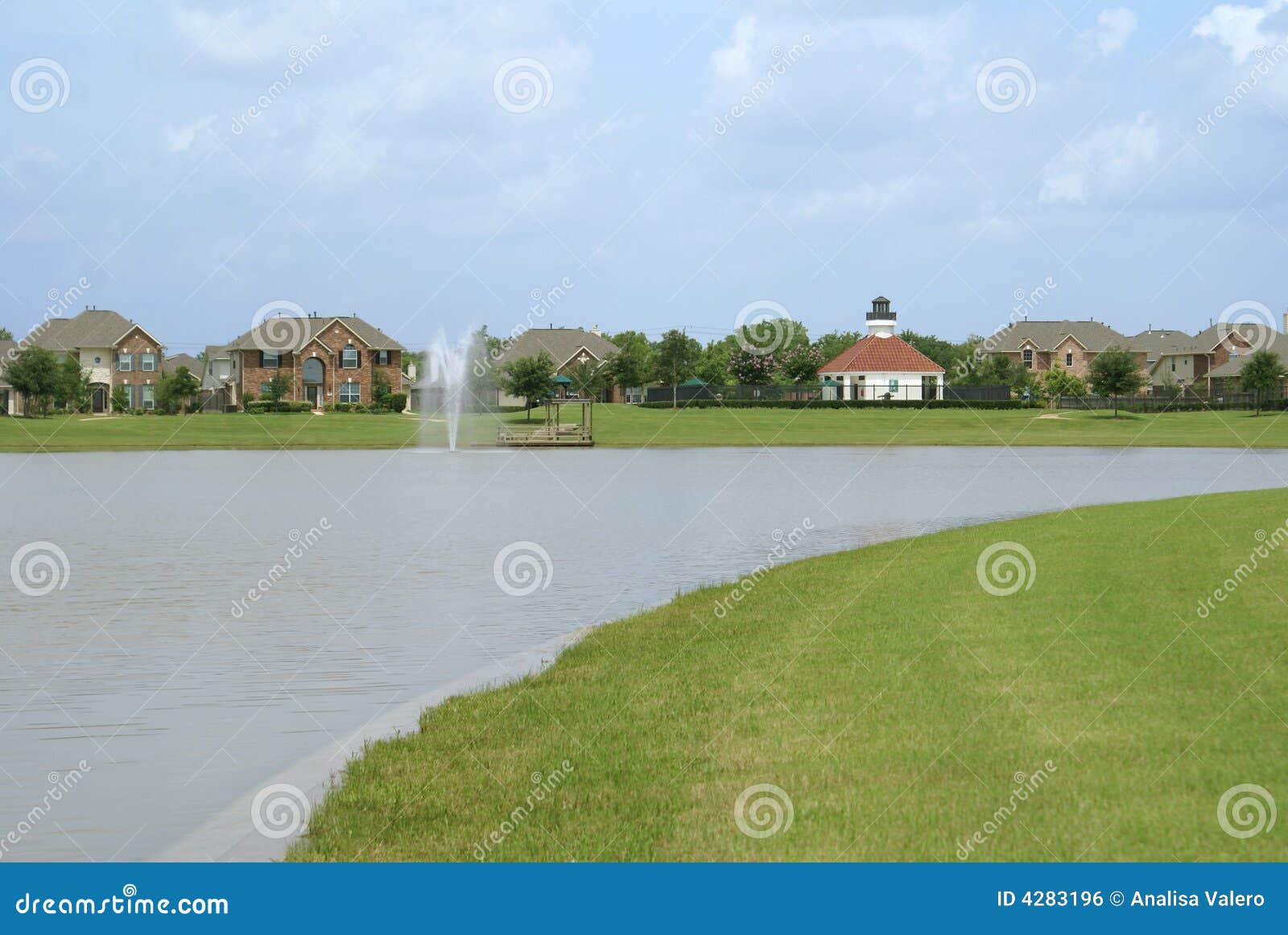 Community subdivision lake stock photo. Image of neighborhood - 4283196