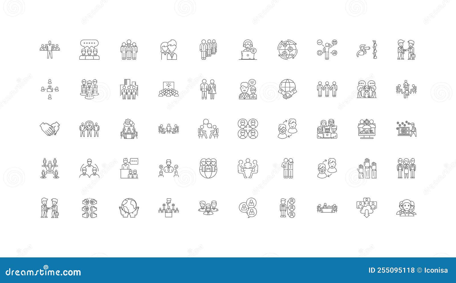 Community System Ideas, Linear Icons, Line Signs Set, Vector Collection ...