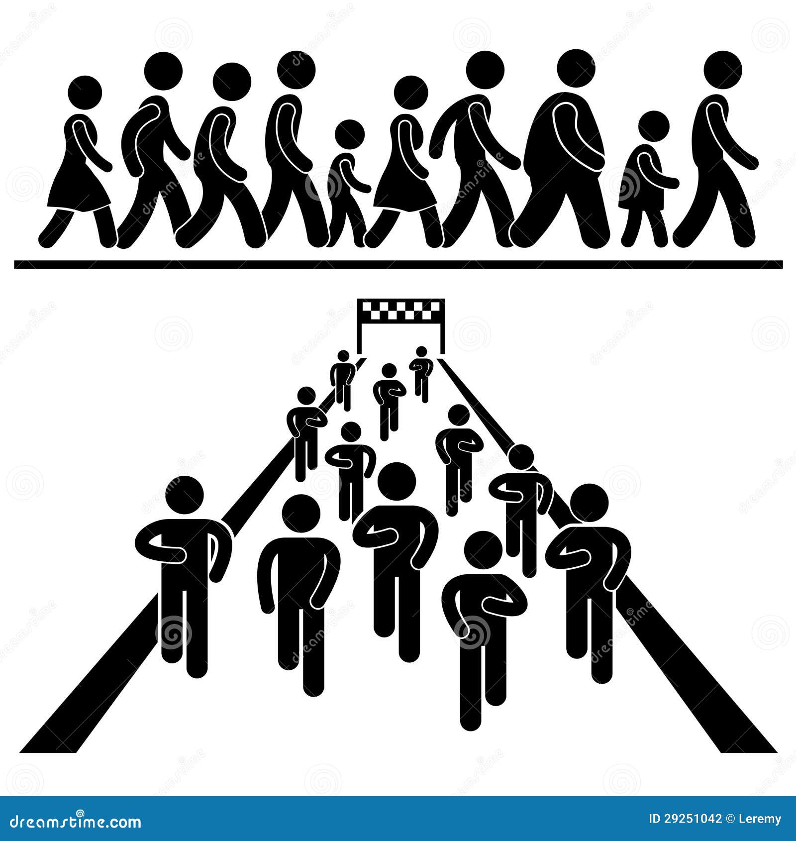 Community Walk Run Marching Marathon Pictograms Stock Vector ...