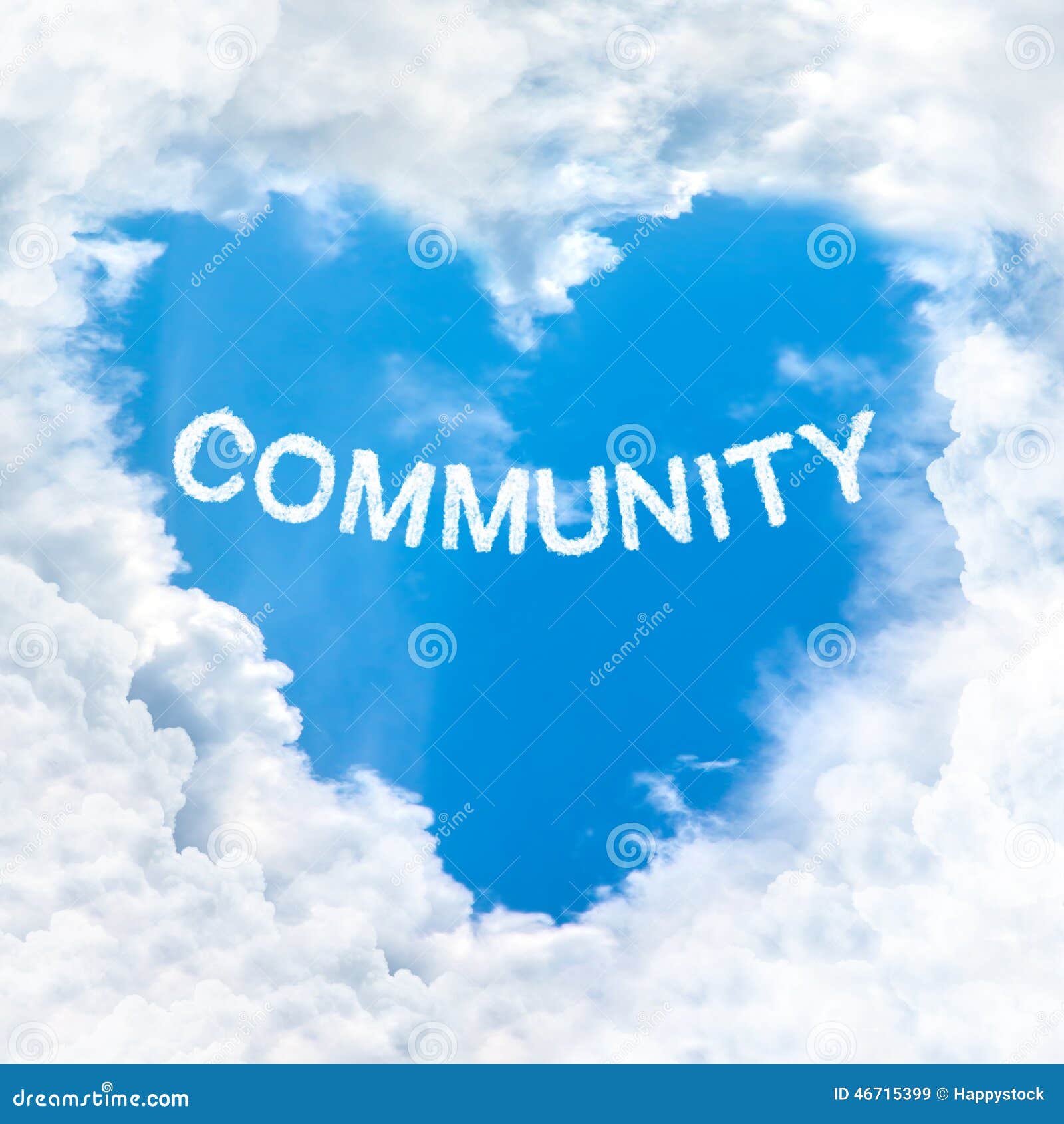 Community Word Cloud Blue Sky Background only Stock Image - Image of ...