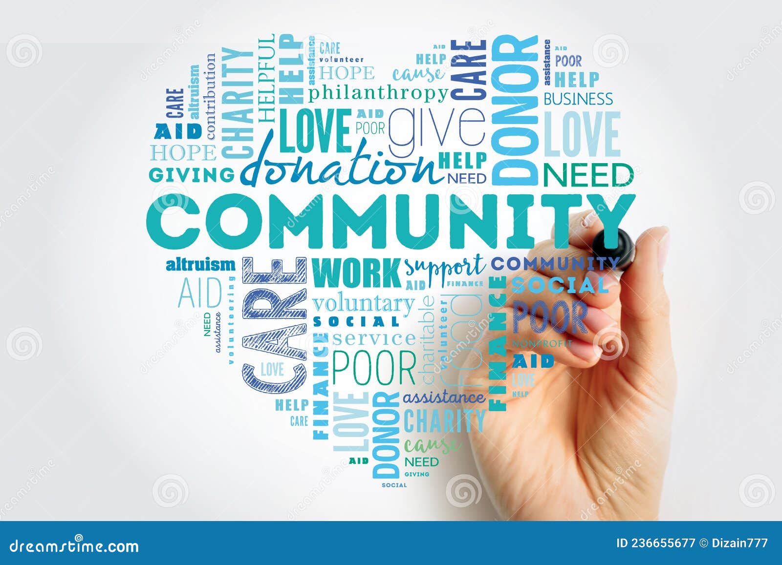 Community Word Cloud Collage with Marker, Heart Concept Background ...