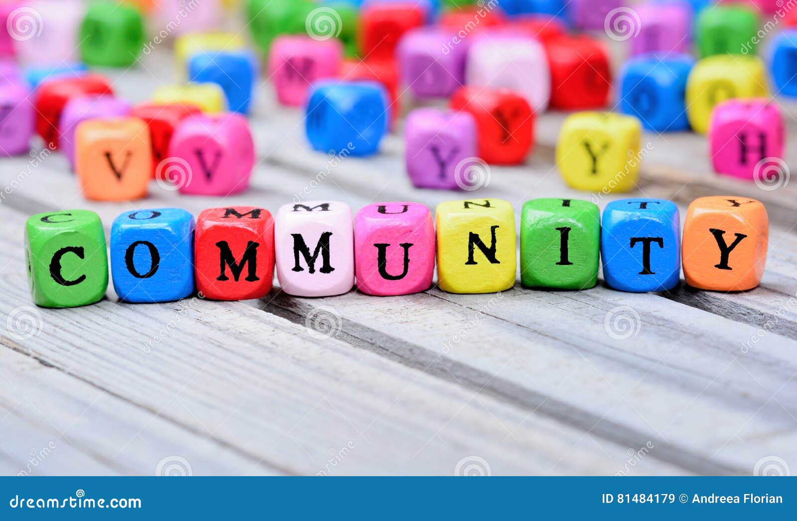 Community word on table stock image. Image of childhood - 81484179
