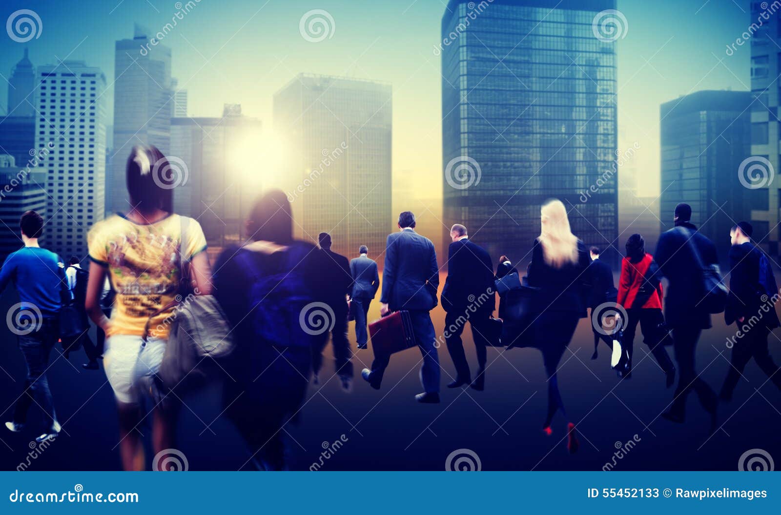 Commuter Business District Walking Crowd Cityscape Concept Stock Image ...
