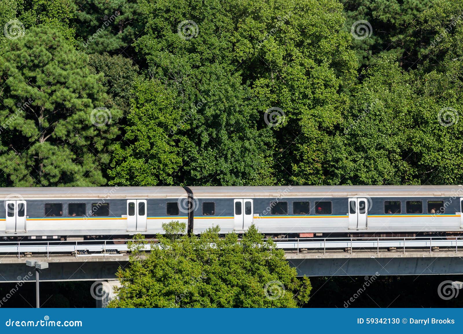 Commuter Rail Train in the Trees Stock Photo - Image of train, trees ...