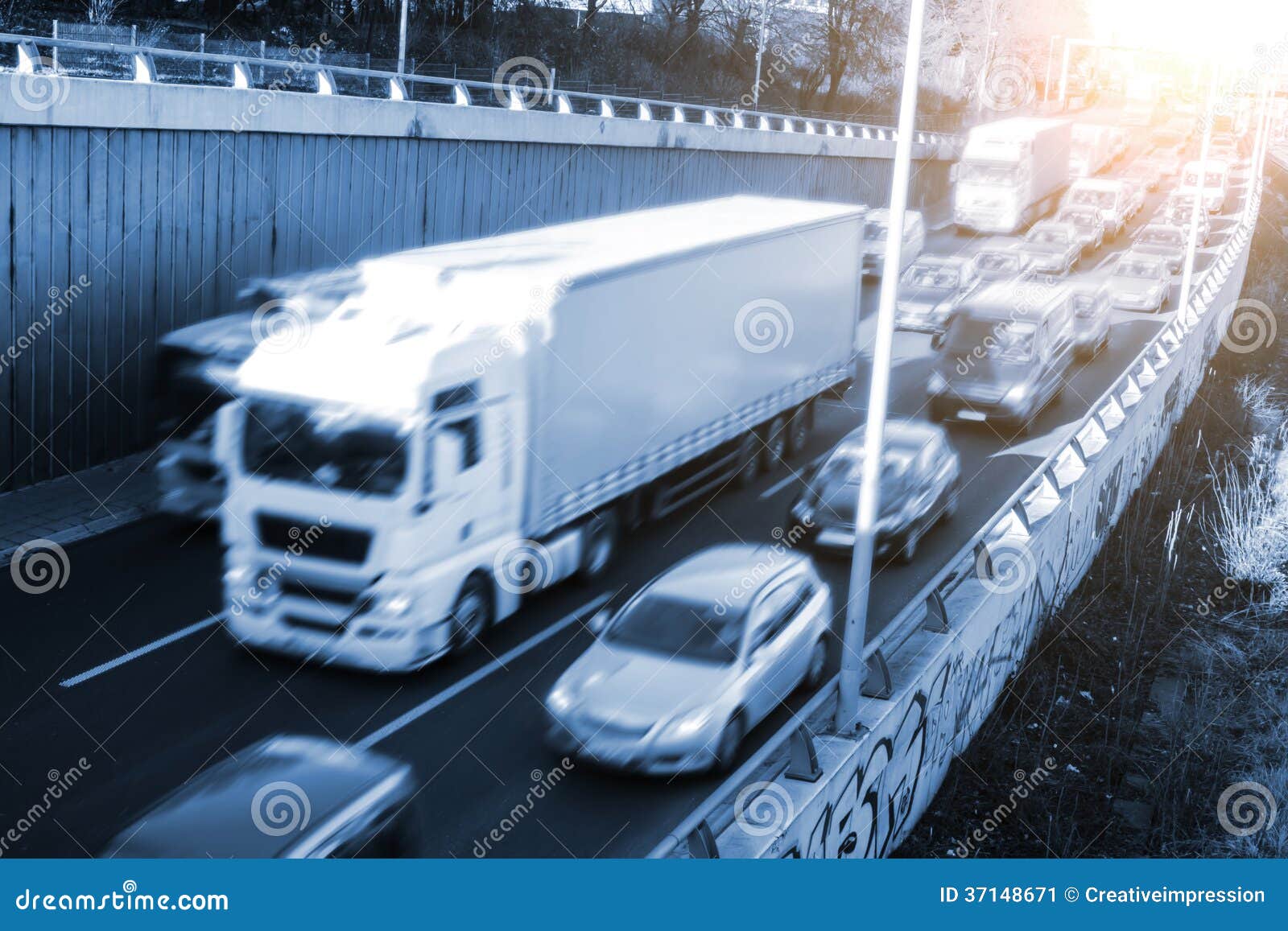 Commuter Traffic on Highway Stock Image - Image of motorway, movement ...