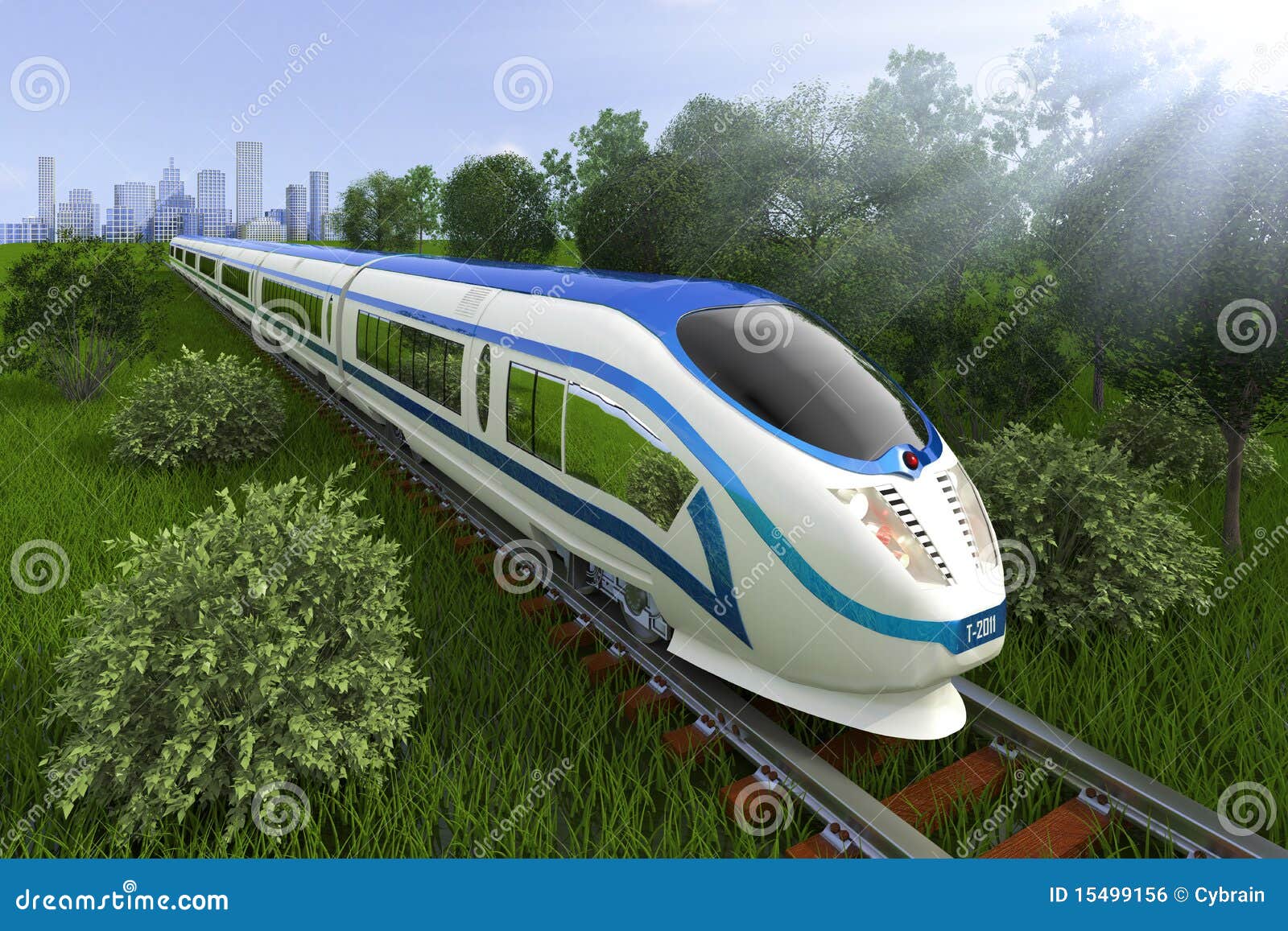 Commuter train stock illustration. Illustration of cityscape - 15499156