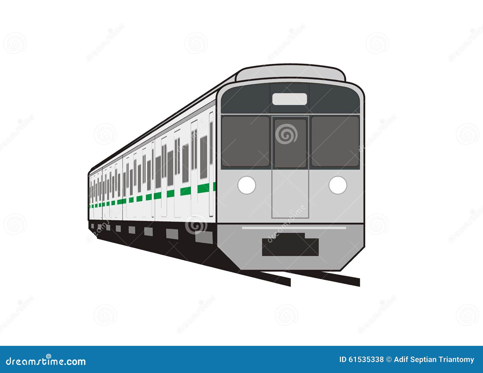 Commuter Train in Perspective Stock Vector - Illustration of rail, road ...