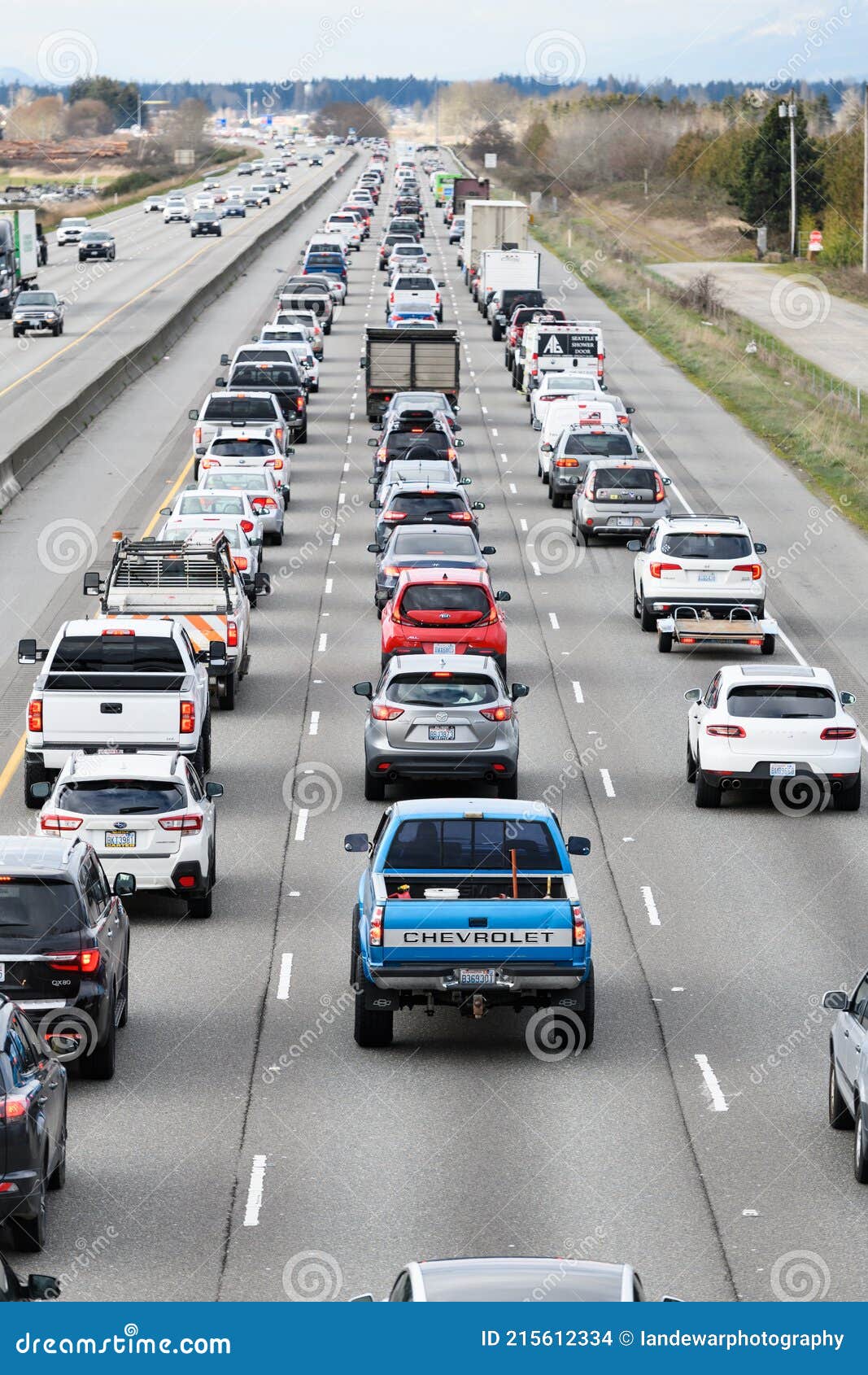 Heavy Commuter Traffic on American Interstate Editorial Stock Image ...