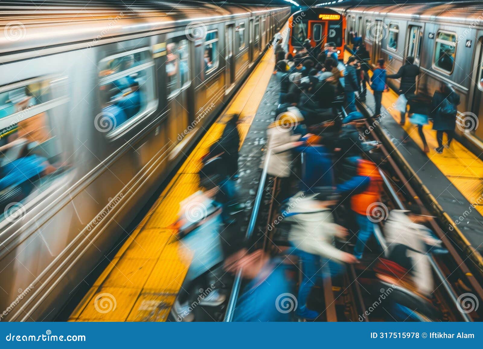 Commuters Gathering on a Busy Train Platform, Waiting for Their Train ...