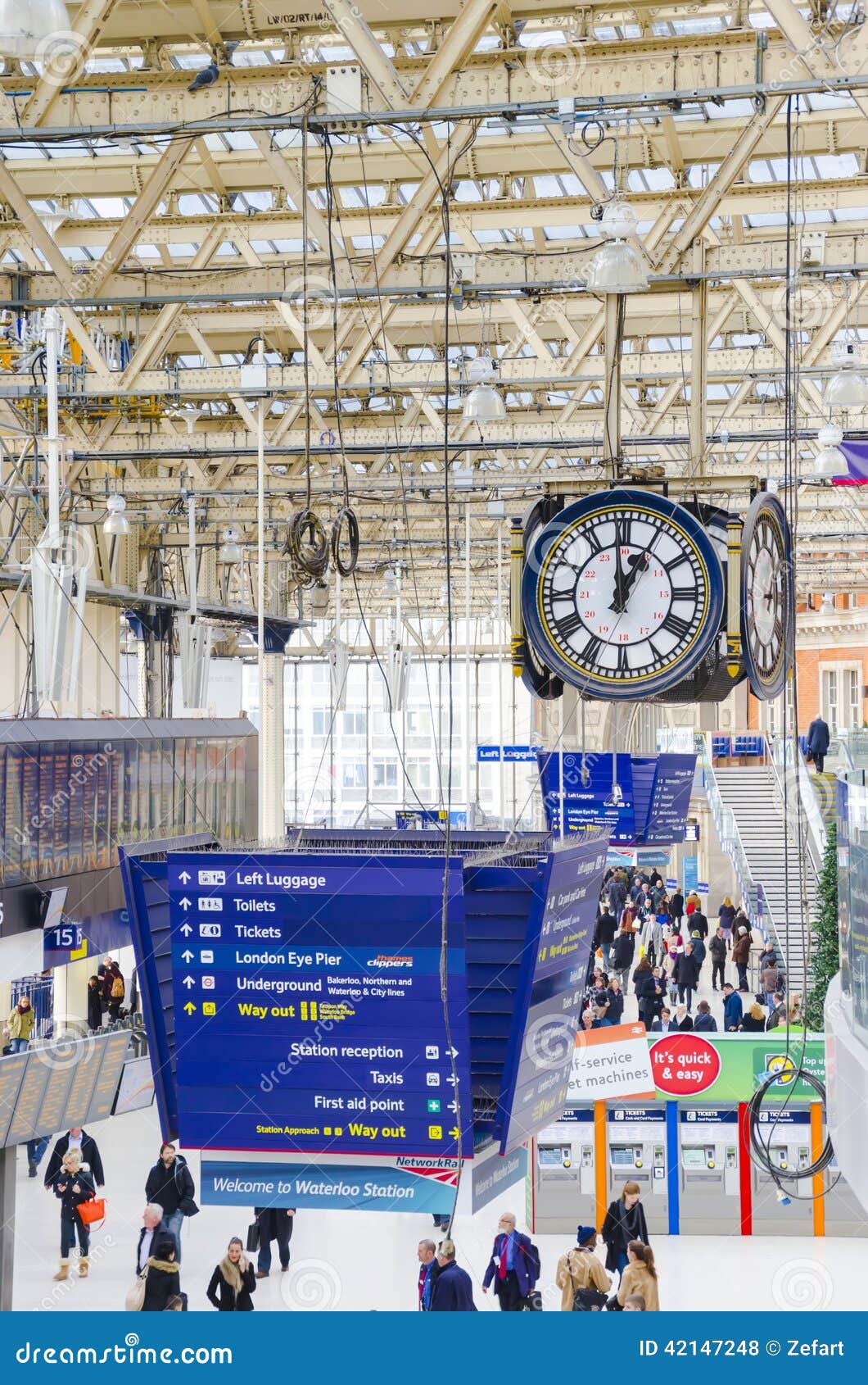 Commuters Inside Waterloo Railway Station, London Editorial Stock Photo ...