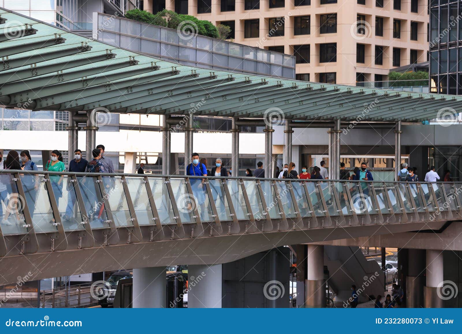 Commuters Walking through Covered Footbridge at Central, Hk 15 Oct 2021 ...
