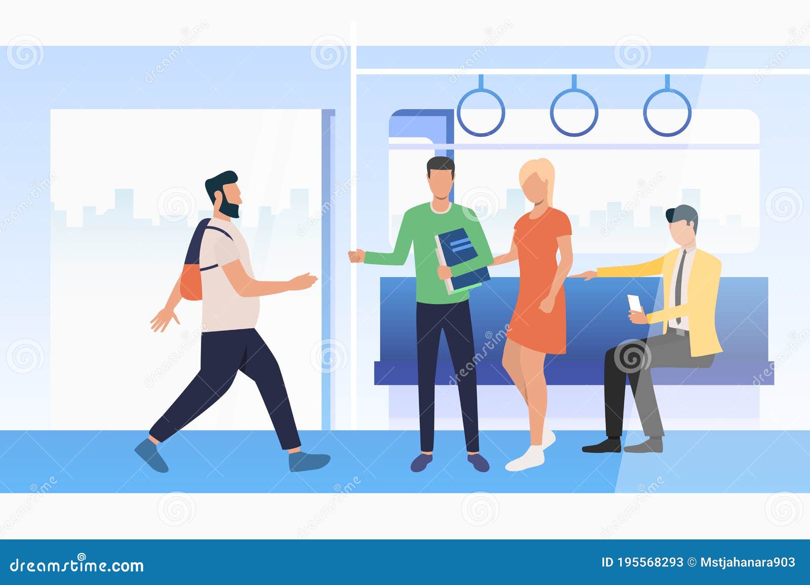 Commuting Passengers Travelling by Train Stock Vector - Illustration of ...
