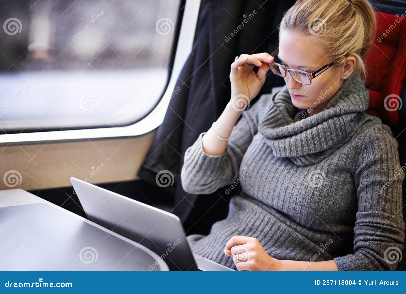 Commuting Work. an Attractive Young Woman Traveling by Train. Stock ...