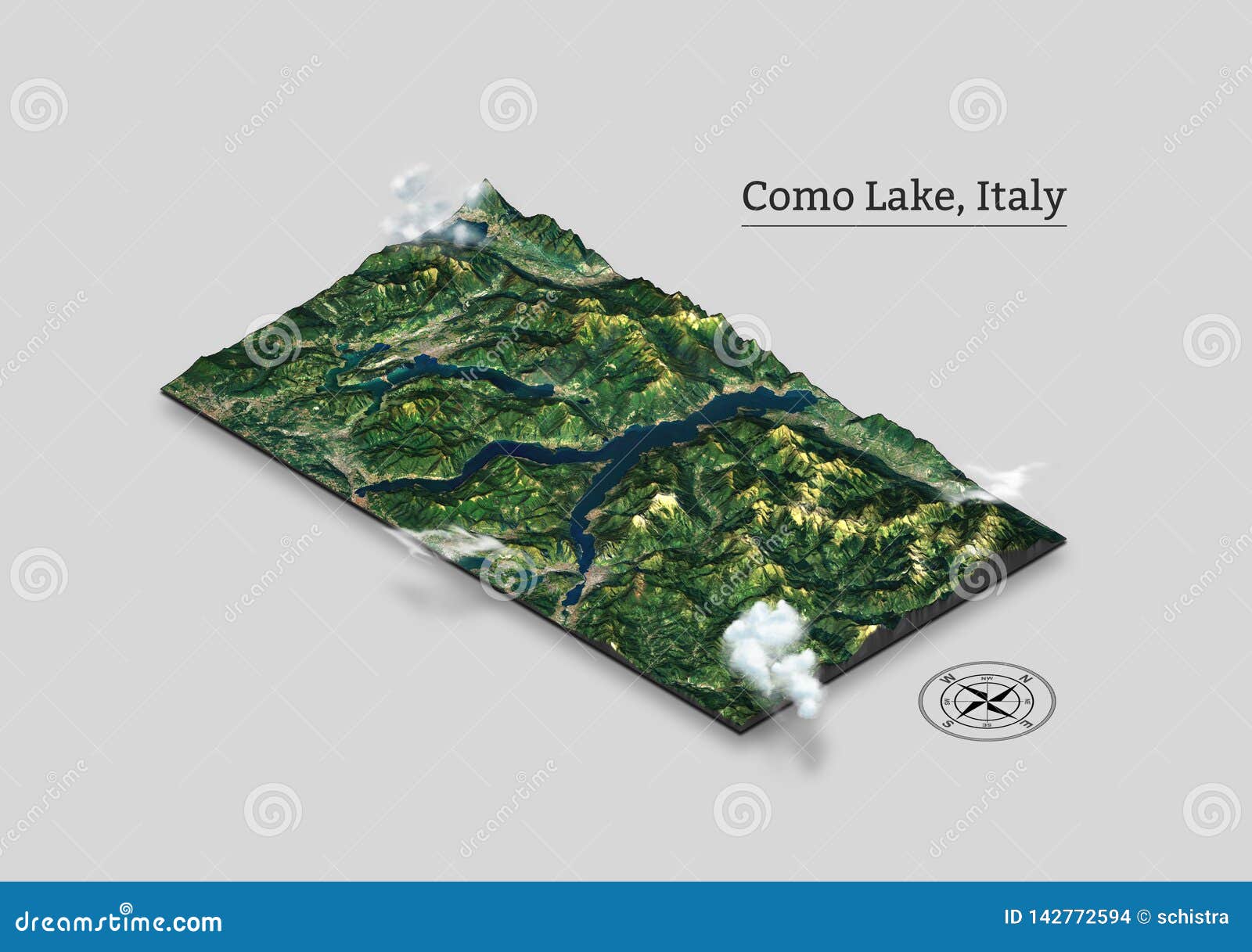 Como, Map Of Lake Como, Map Drawn With Reliefs And Mountains Royalty ...