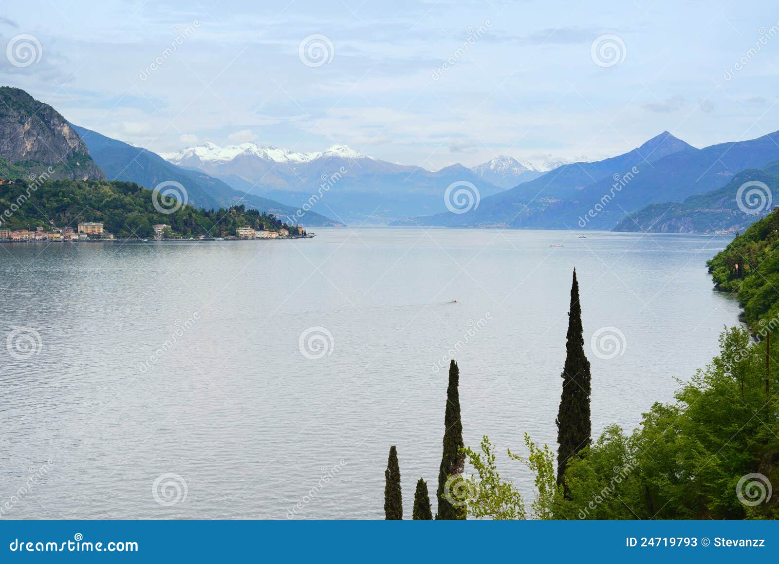 Como Lake Landscape. Trees and Mountains. Italy Stock Image - Image of ...