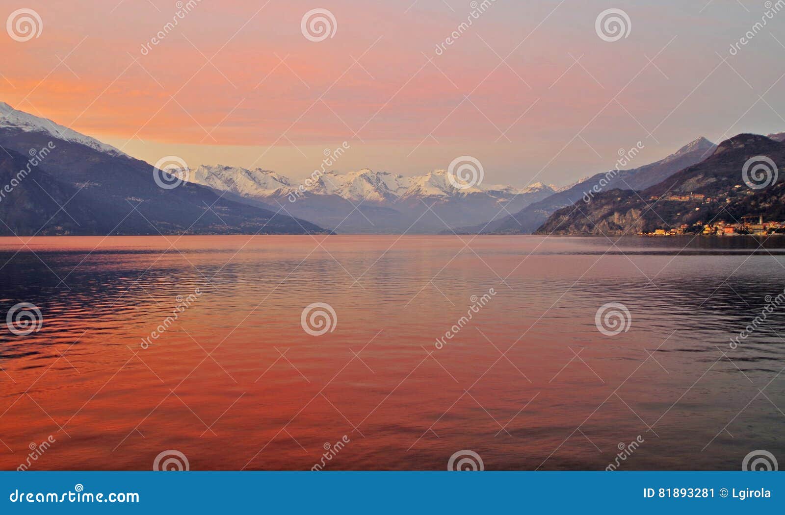 Como lake at sunset stock image. Image of nature, pink - 81893281