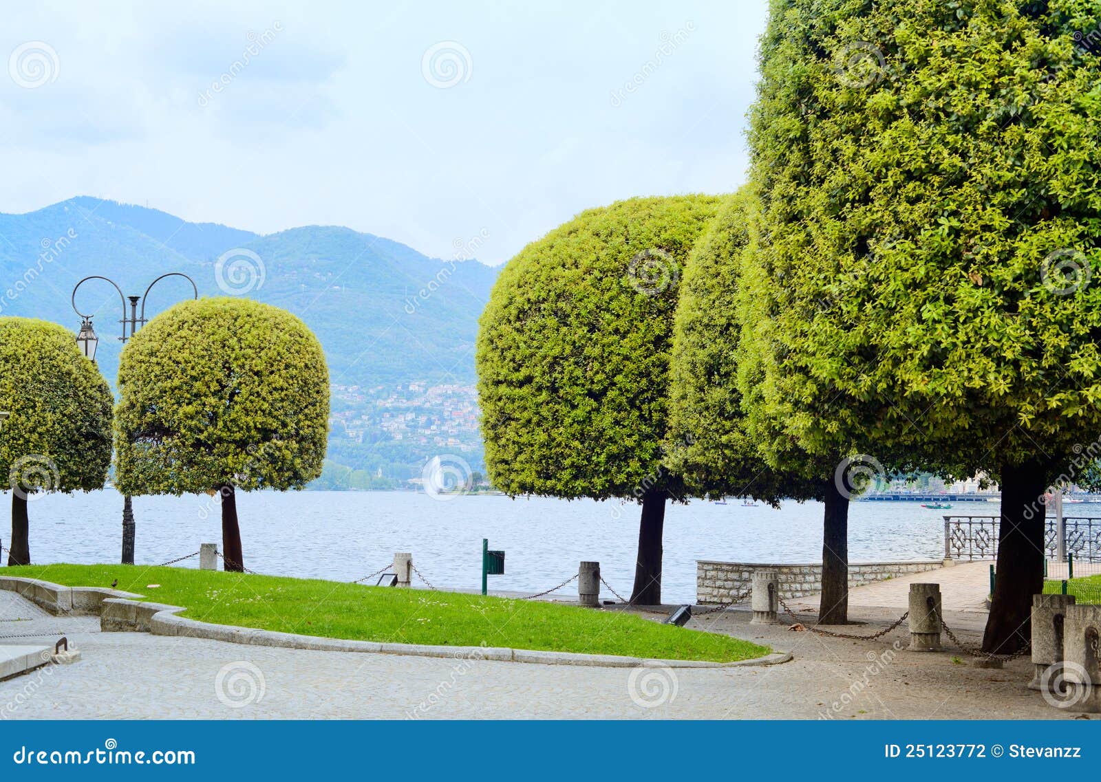Como Lake, Trees on Lakeside. Italy, Europe. Stock Photo - Image of ...