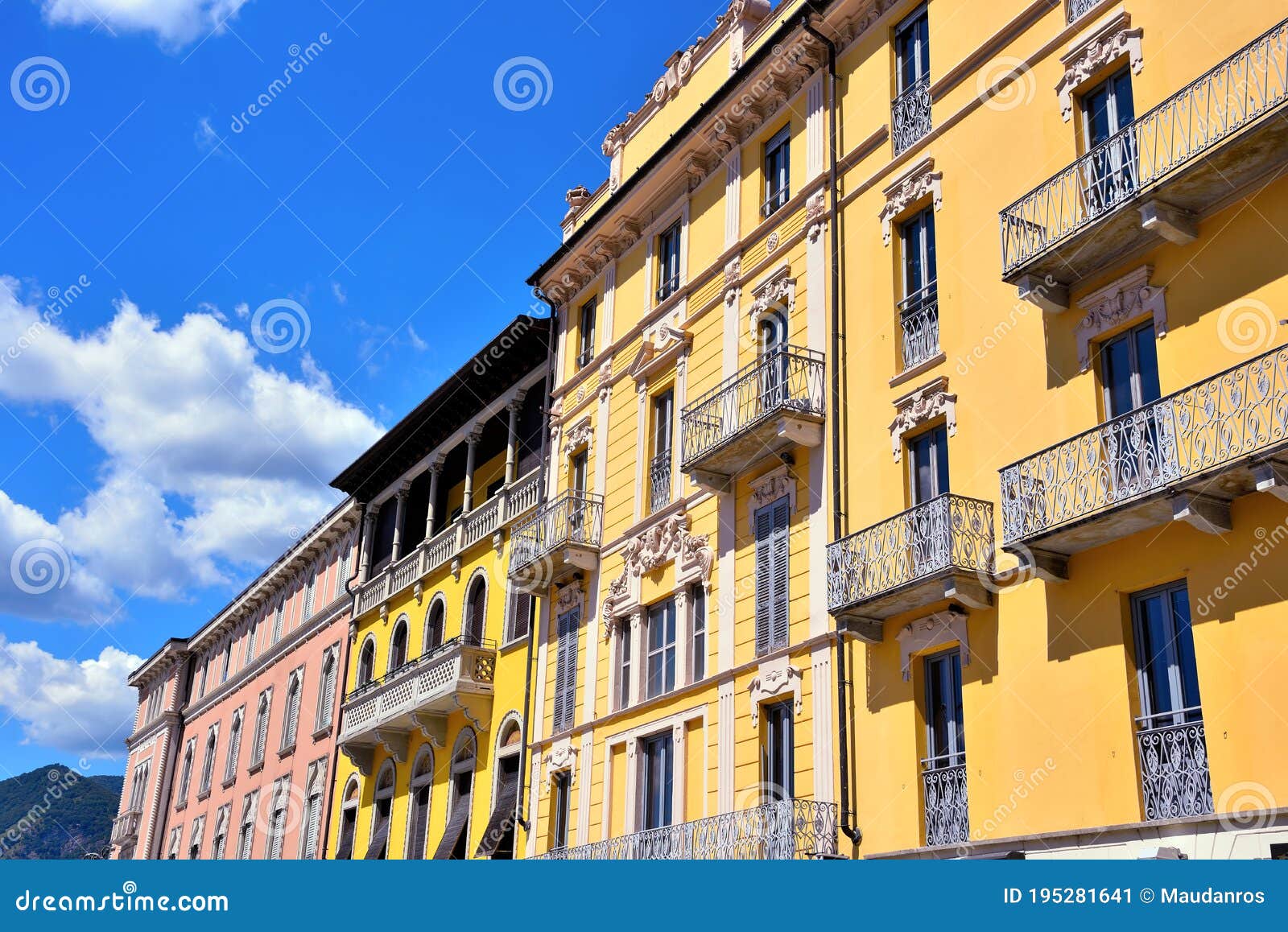 Como Lombardy Italy stock image. Image of clouds, architecture - 195281641