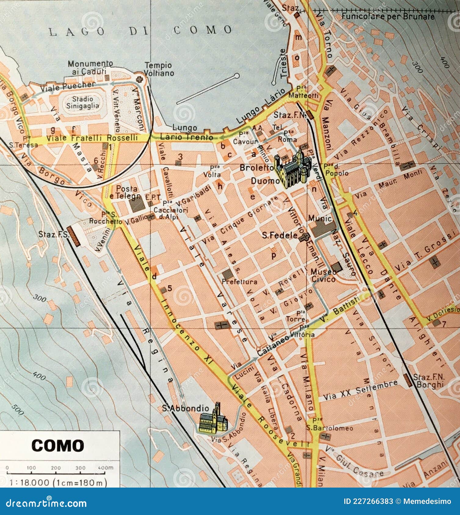 Como: map from 1967 editorial stock photo. Image of bellano - 227266383