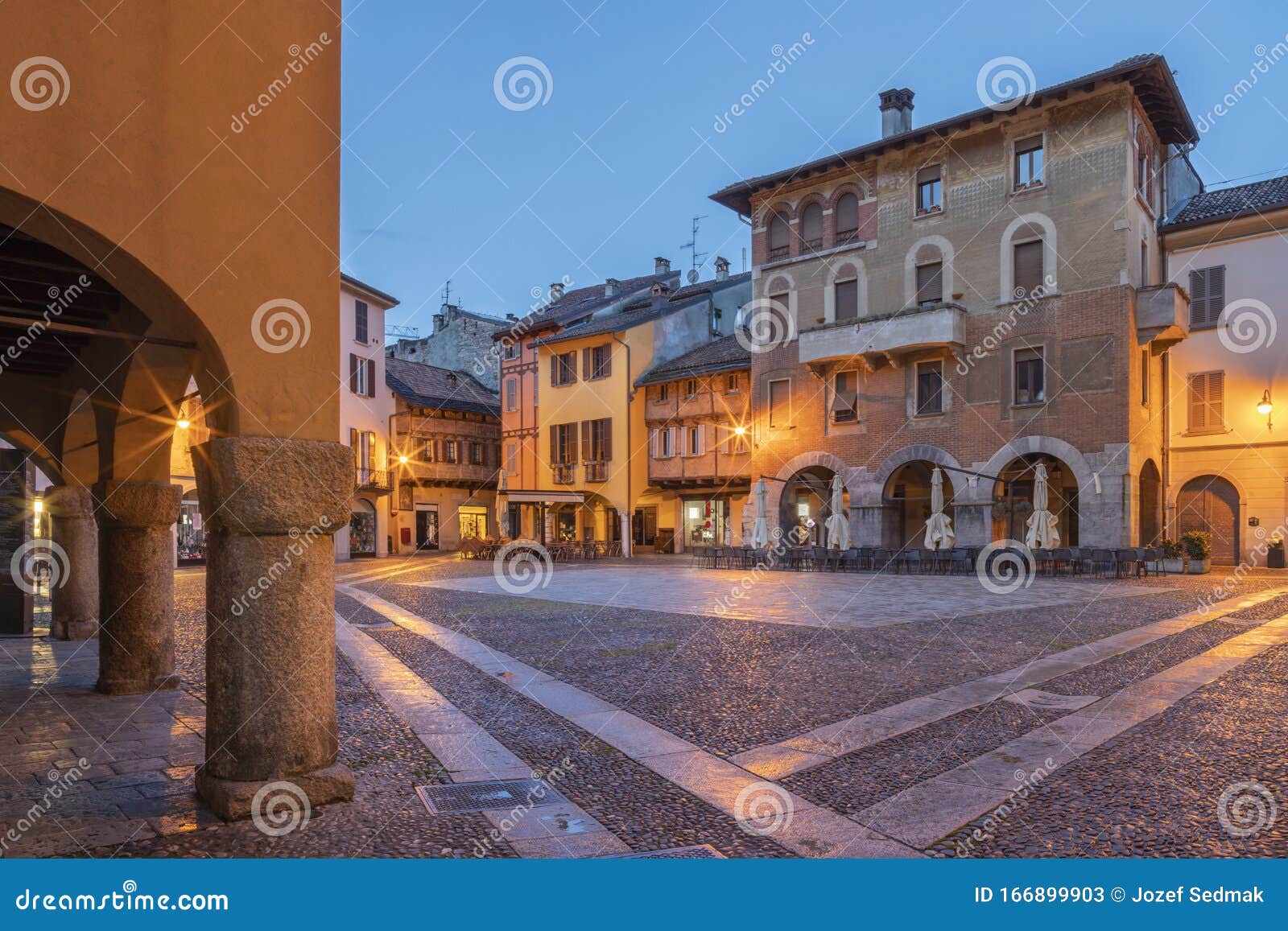 Como - the Square Piazza San Fedele and Square at Dusk Stock Image ...