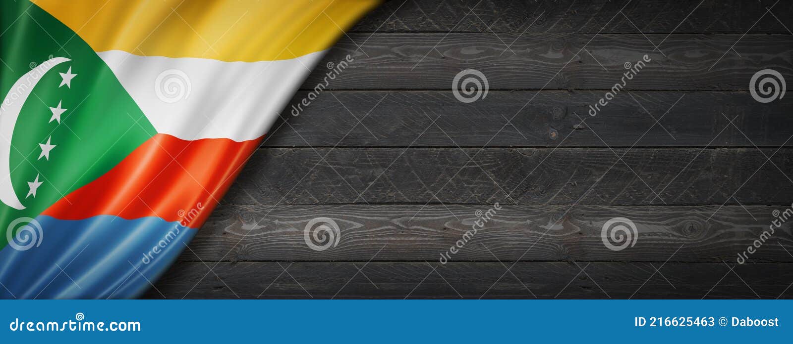Comorian Flag on Black Wood Wall Banner Stock Illustration ...