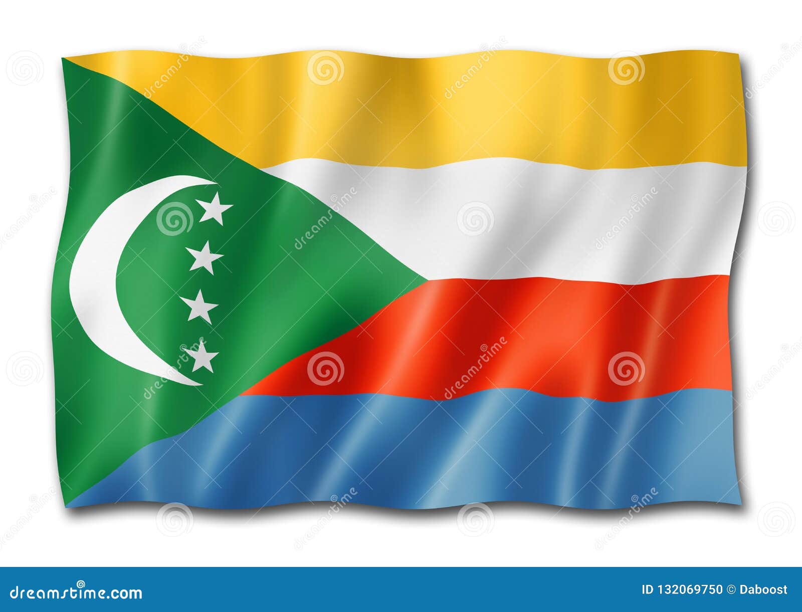 Comorian Flag Isolated on White Stock Illustration - Illustration of ...