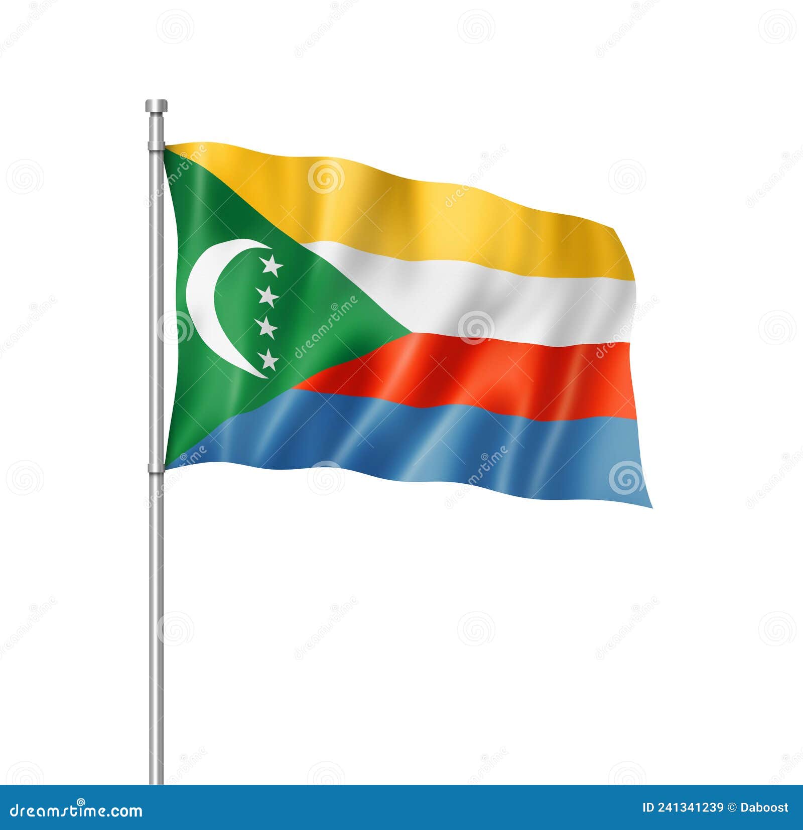 Comorian Flag Isolated on White Stock Illustration - Illustration of ...