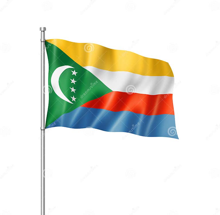 Comorian Flag Isolated on White Stock Illustration - Illustration of ...
