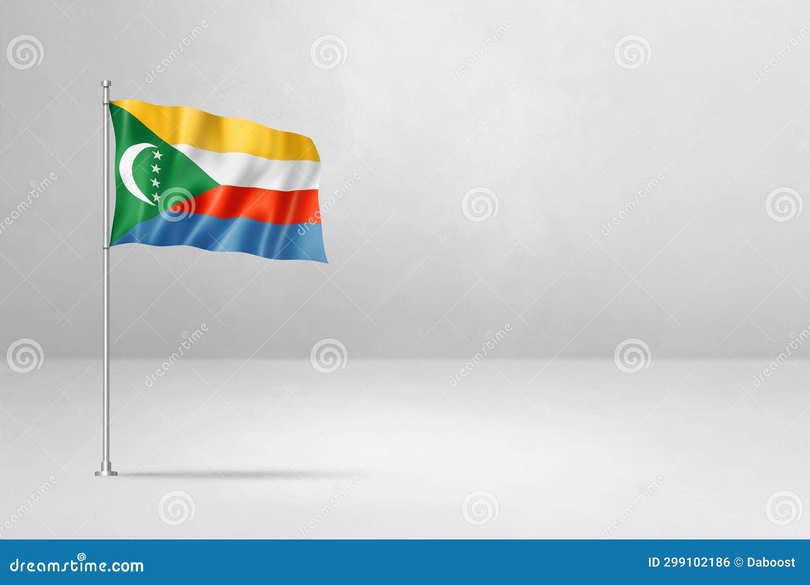 Comorian Flag Isolated on White Concrete Wall Background Stock ...
