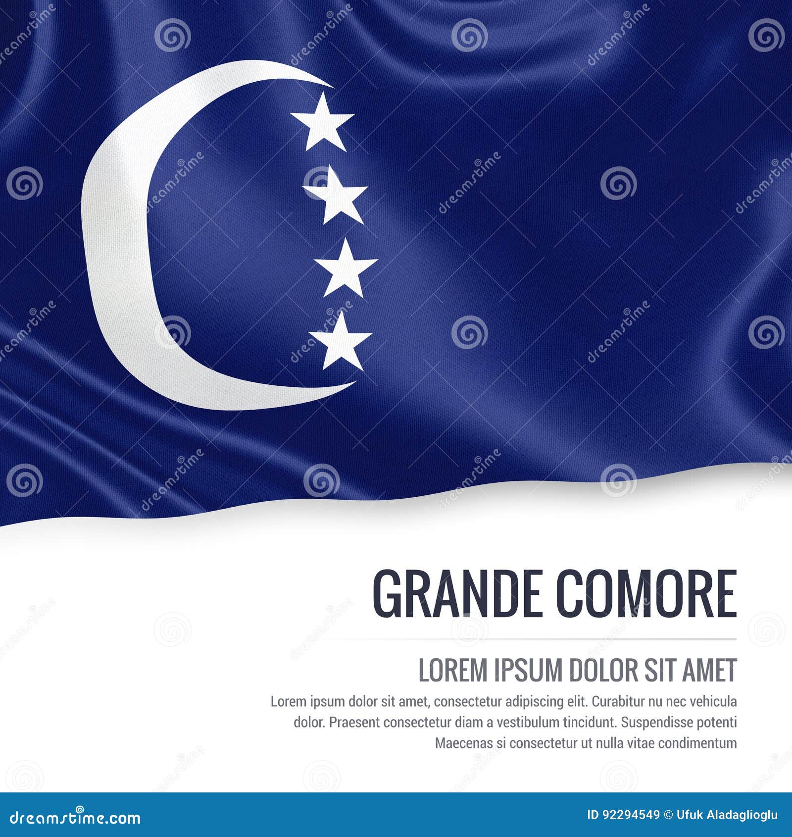 Comorian State Grande Comore Flag. Stock Illustration - Illustration of ...