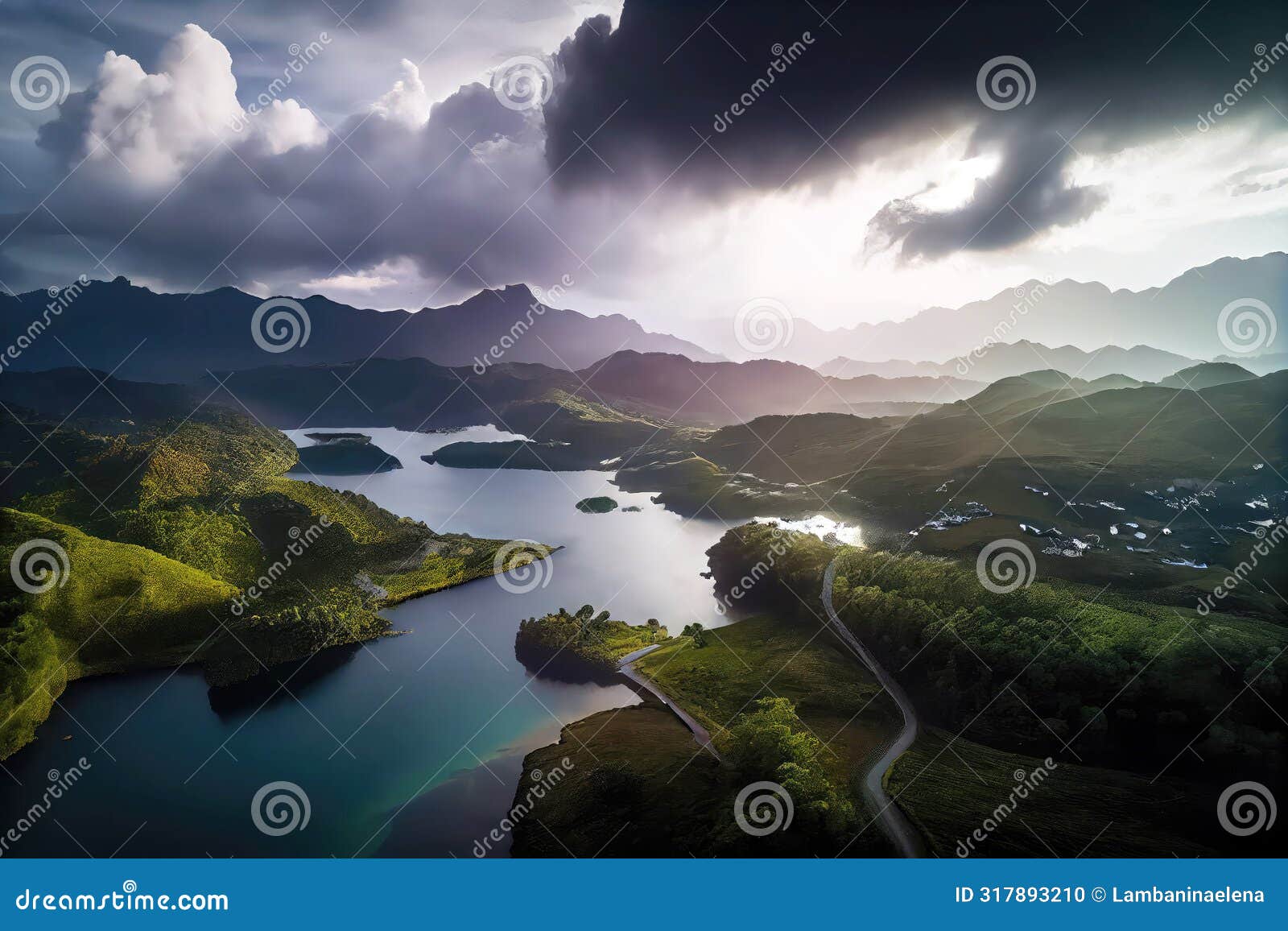 Comoro Landscape with Hills and Ocean. Generative AI Art Stock ...